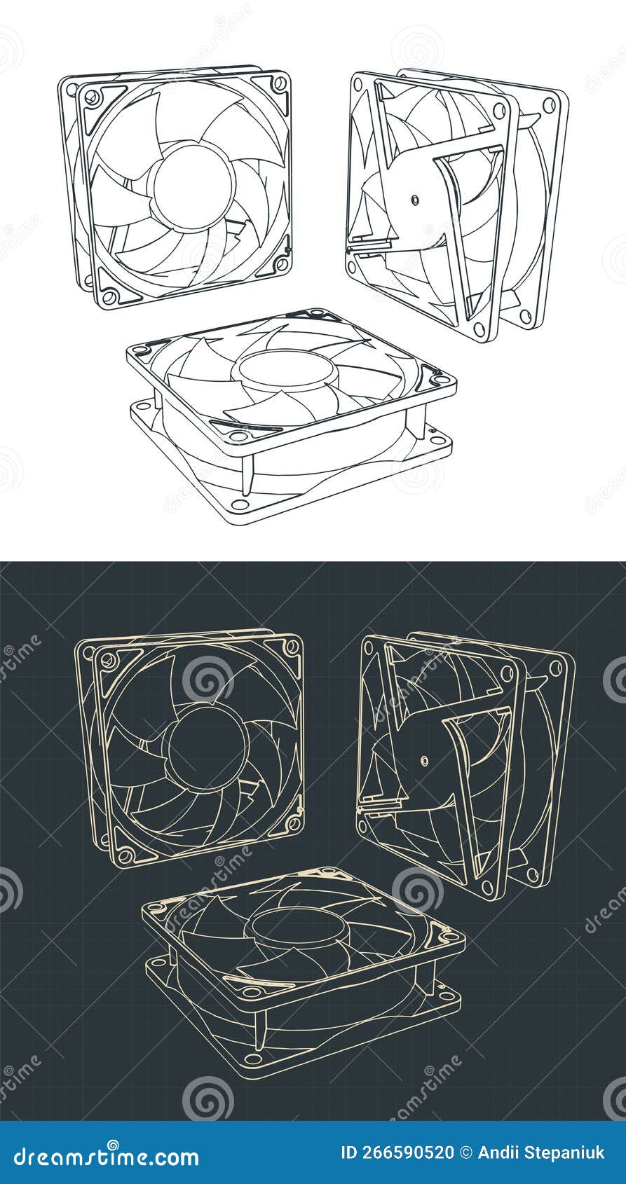 Fans for CPU Coolers and Computer Cases Blueprints Stock Vector ...