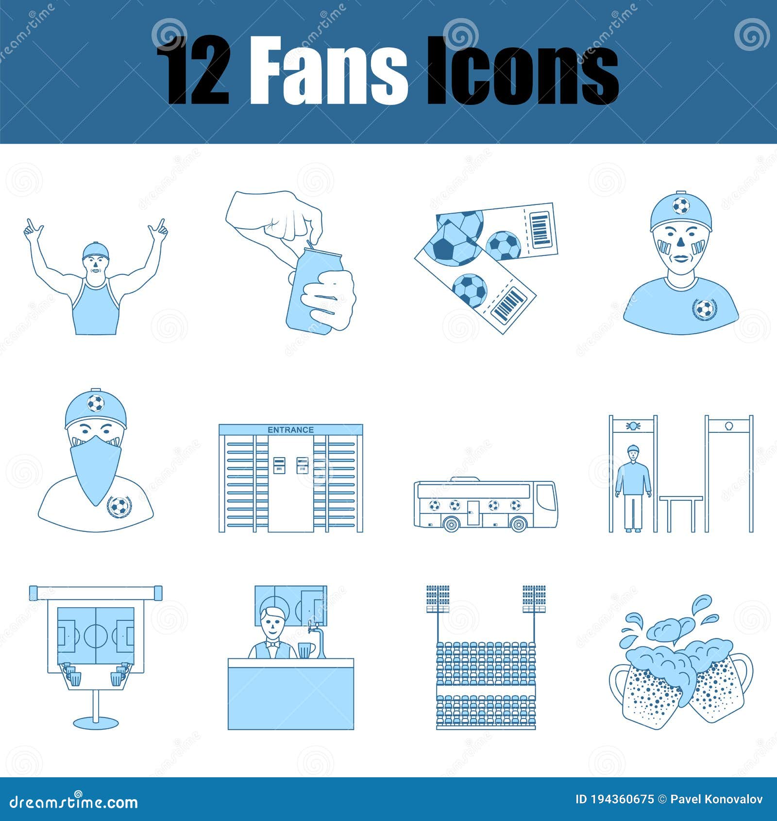 Fans Icon Set stock vector. Illustration of goal, match - 194360675