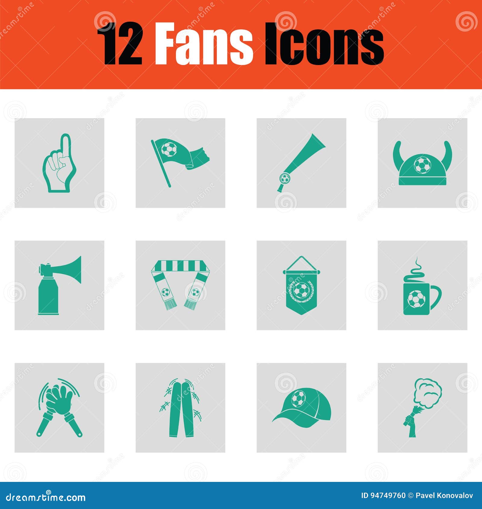 Fans icon set stock vector. Illustration of match, collection - 94749760