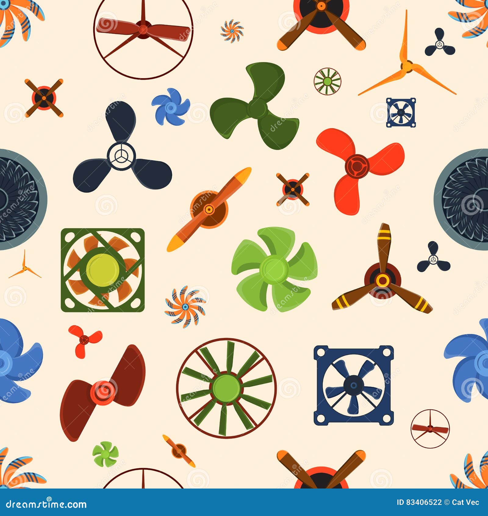 Fans Seamless Pattern Vector Illustration. Stock Vector - Illustration ...