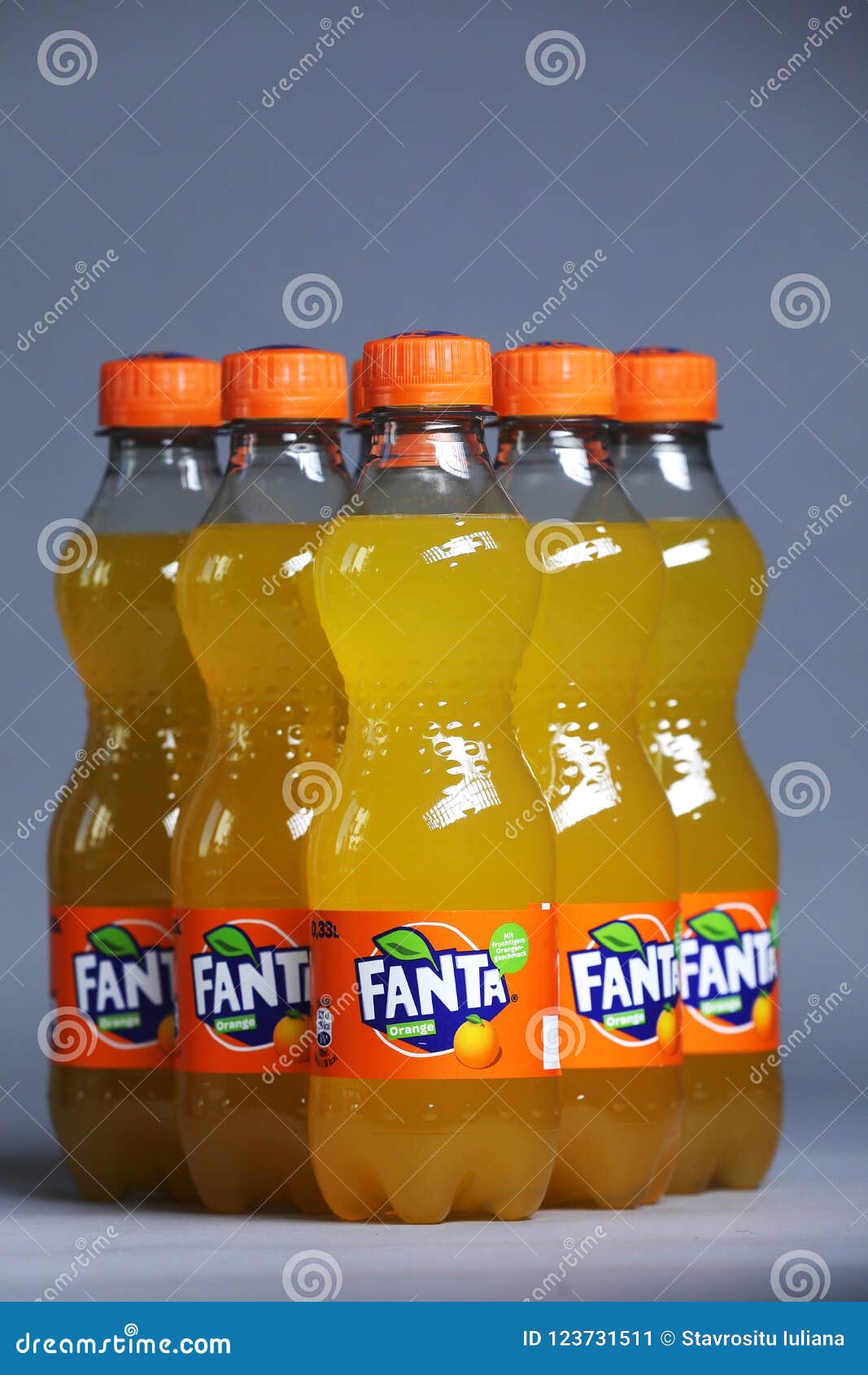 Fanta bottles of drinks editorial photo. Image of packs - 123731511