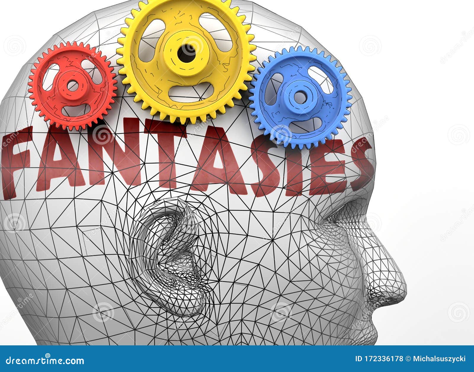 Fantasies and Human Mind - Pictured As Word Fantasies Inside a Head To ...