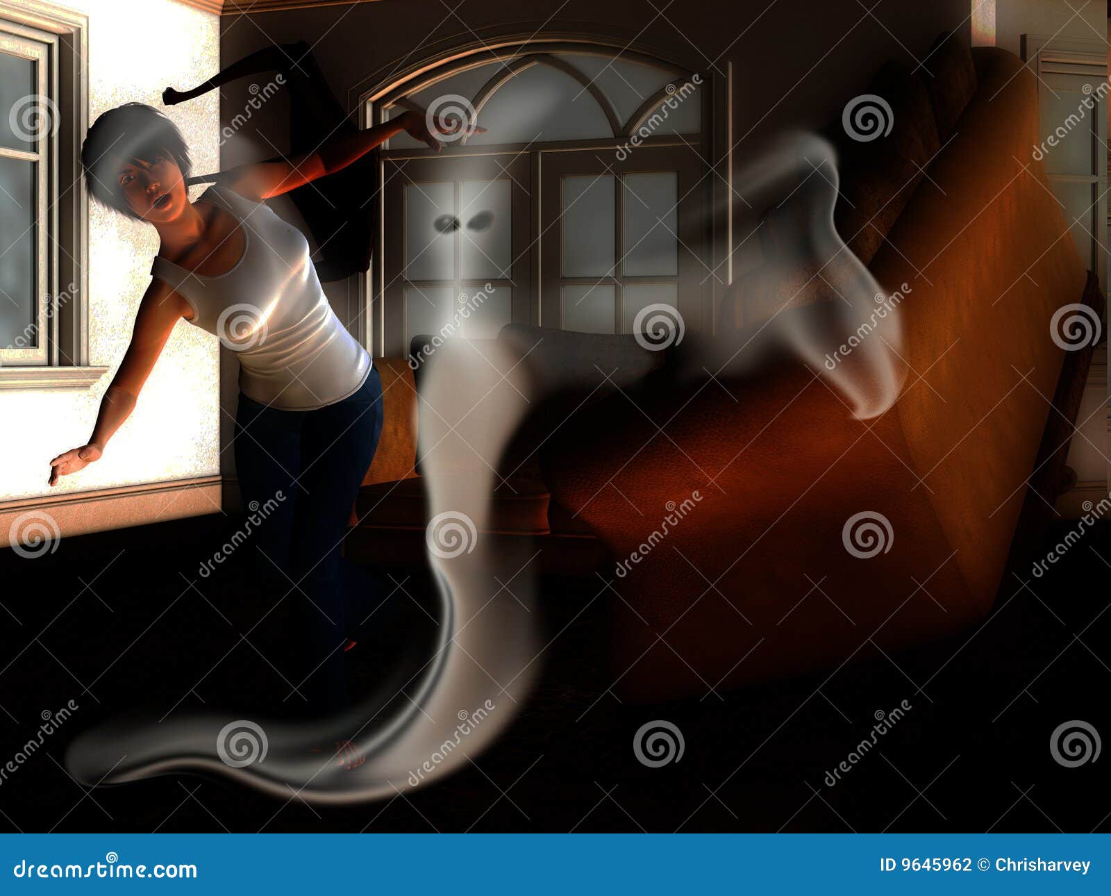 Fantasma na casa foto de stock. Imagem de oprimido, assombrar - 9645962