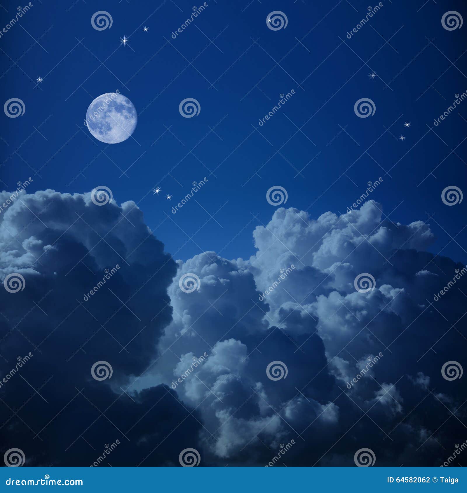 Fantastic Aerial View of Night Sky and the Moon Stock Photo - Image of ...