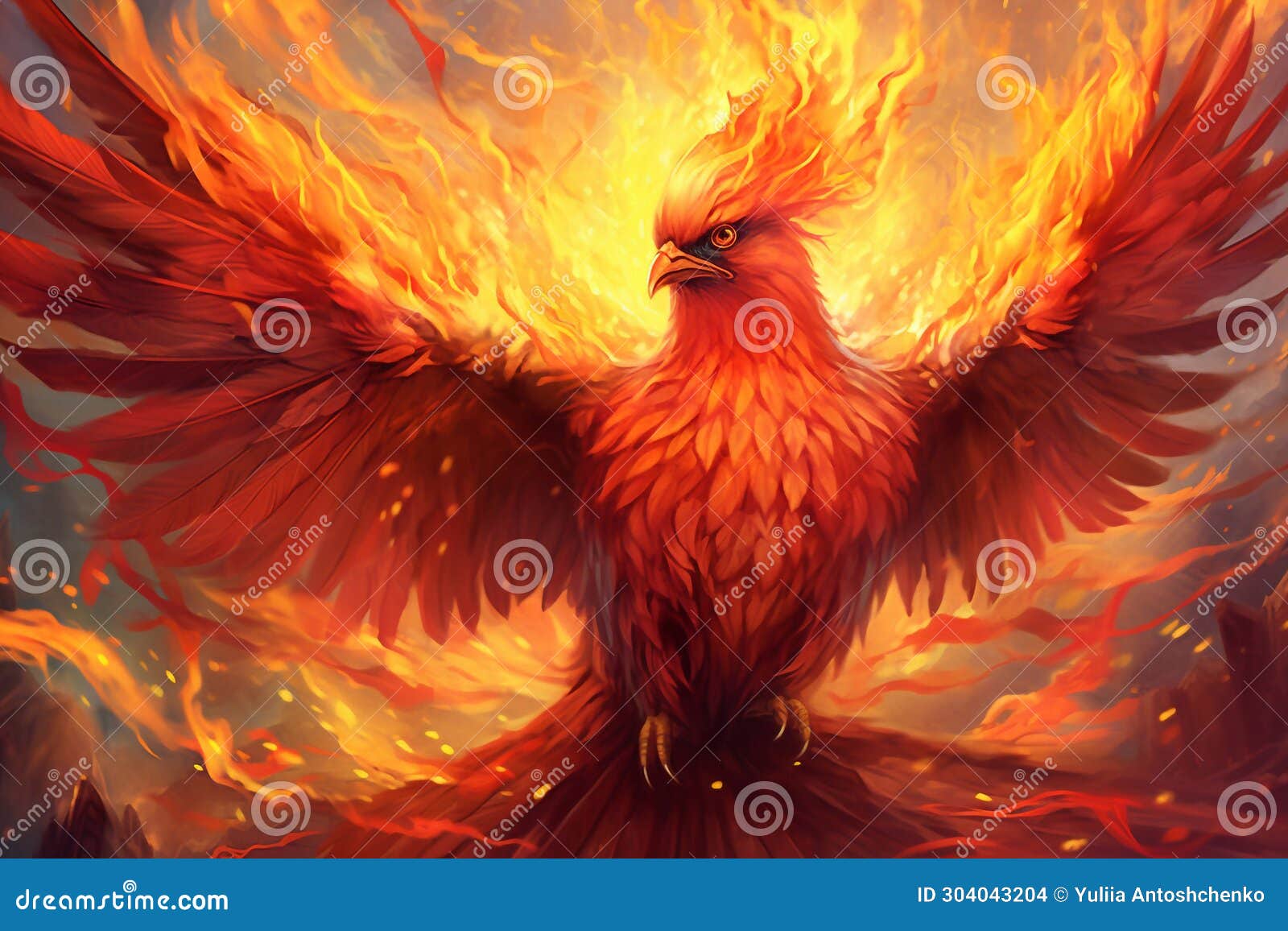 A Fantastic Bird - a Hawk. a Mythological Creature. Fire Bird Stock ...