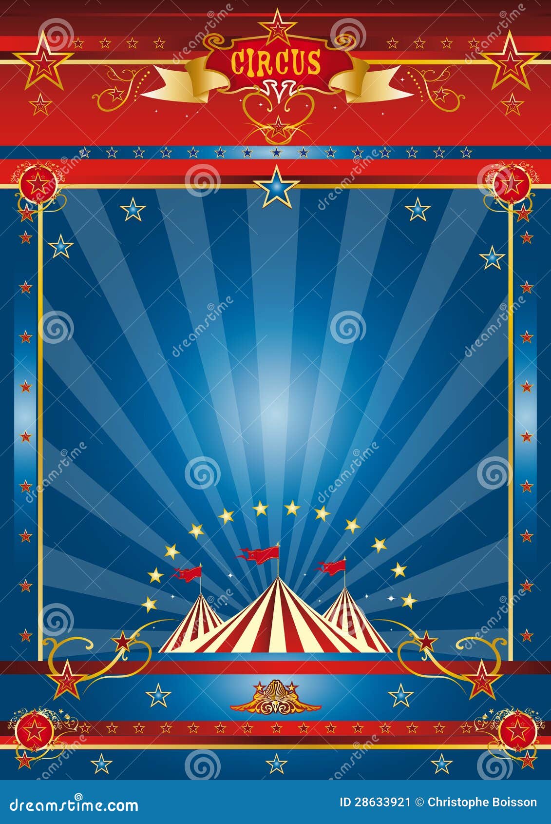 Fantastic blue circus stock illustration. Illustration of event - 28633921