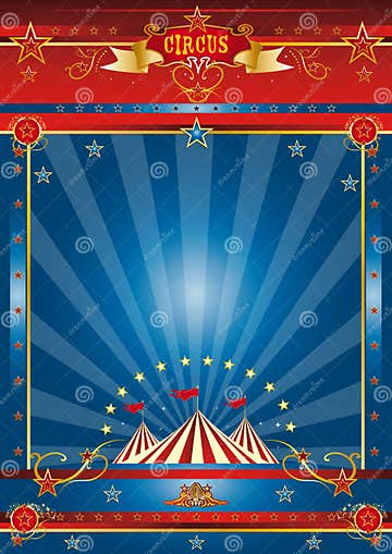 Fantastic blue circus stock illustration. Illustration of event - 28633921