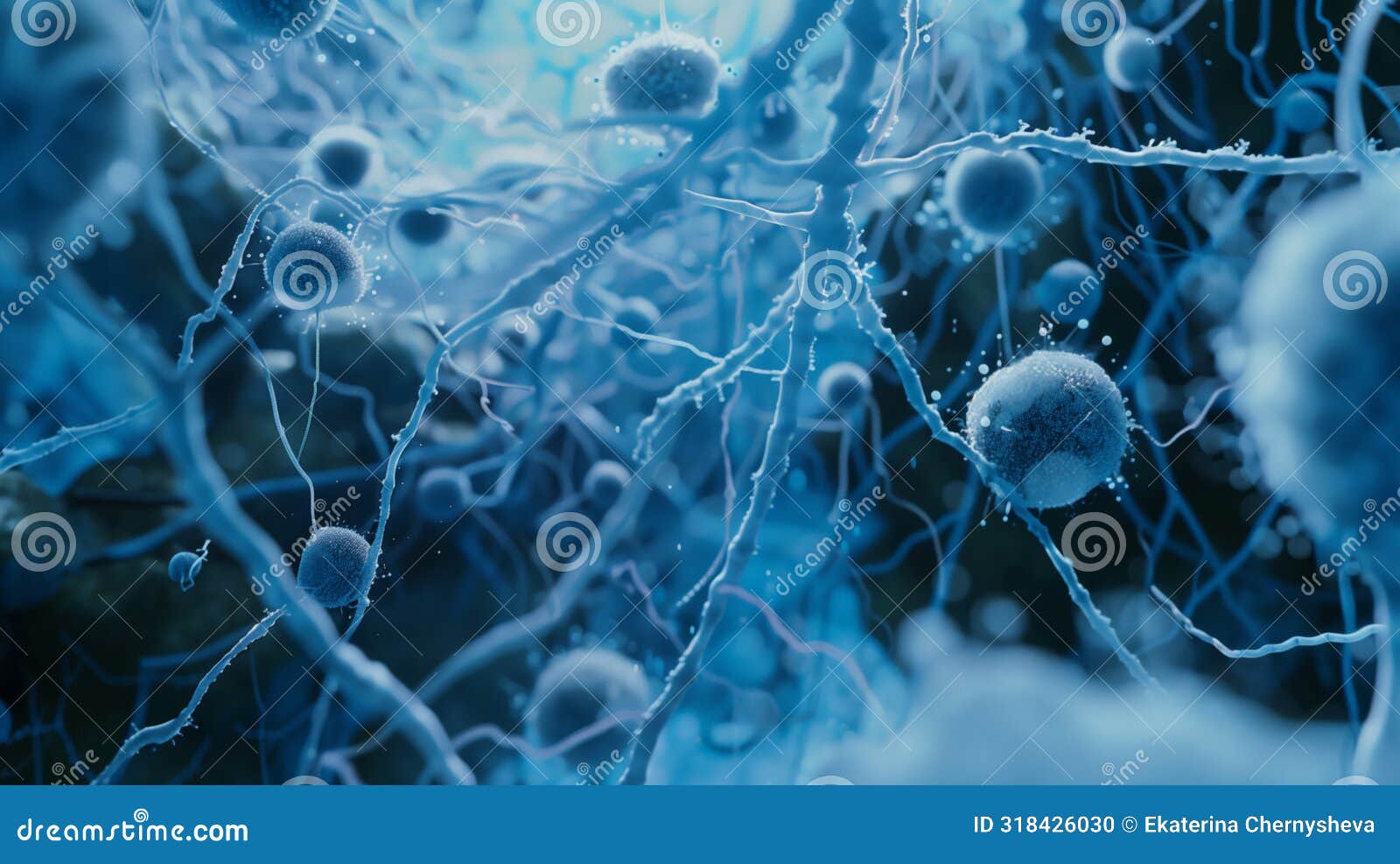 Fantastic Blue Neurological Background. the Concept of a Network of ...