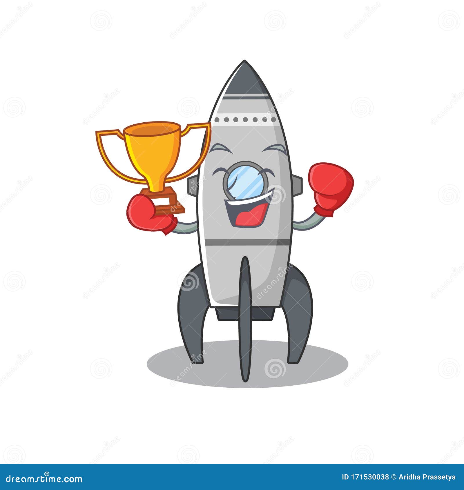 Fantastic Boxing Winner of Rocket in Mascot Cartoon Design Stock Vector ...