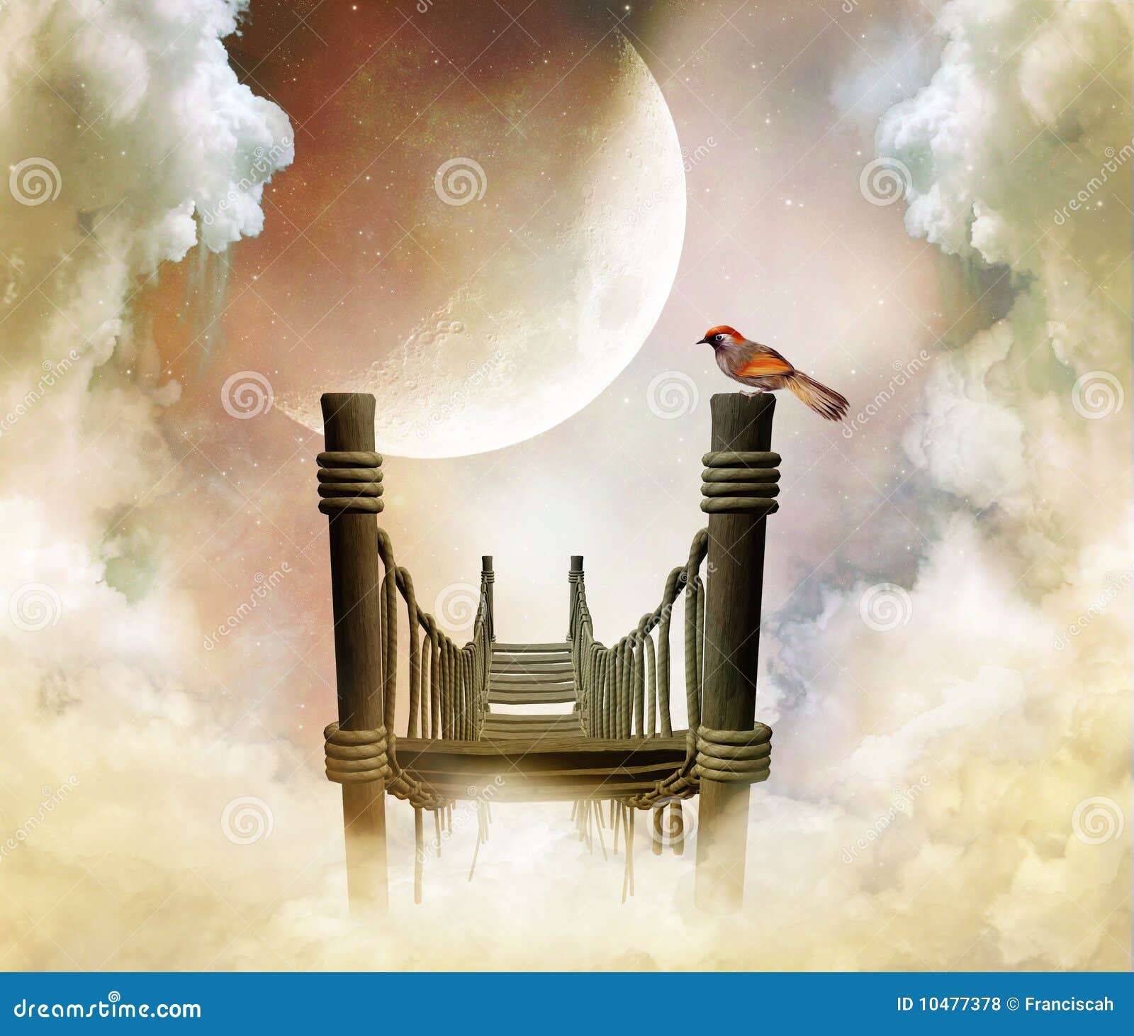 Fantastic Bridge in the Sky Stock Illustration - Illustration of stars ...