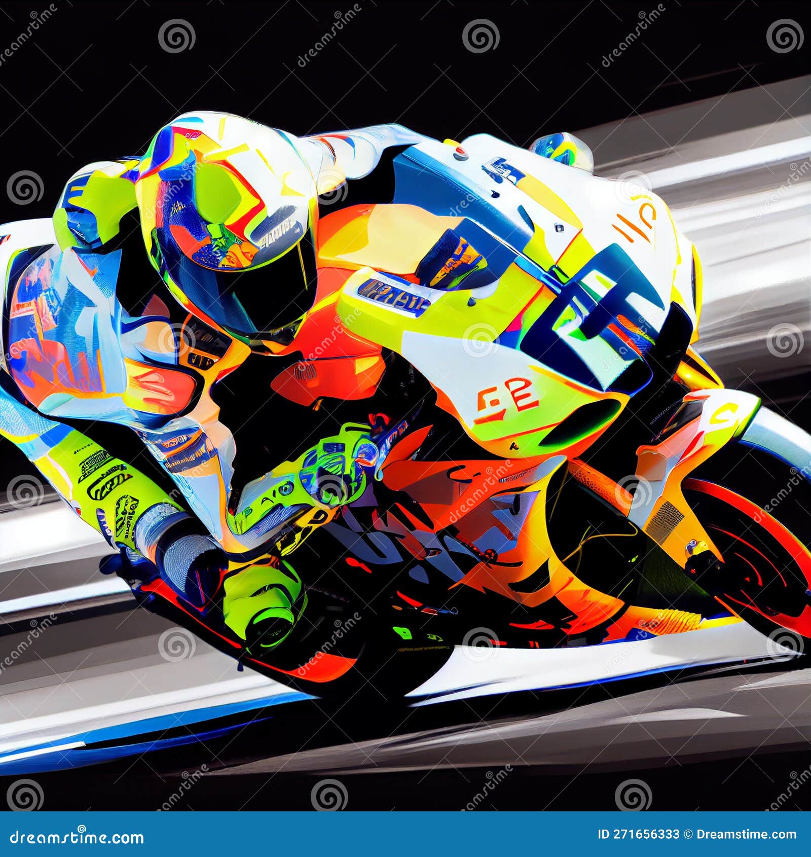 Fantastic Brightly Colored Motogp in Motion Racing at High Speed ...