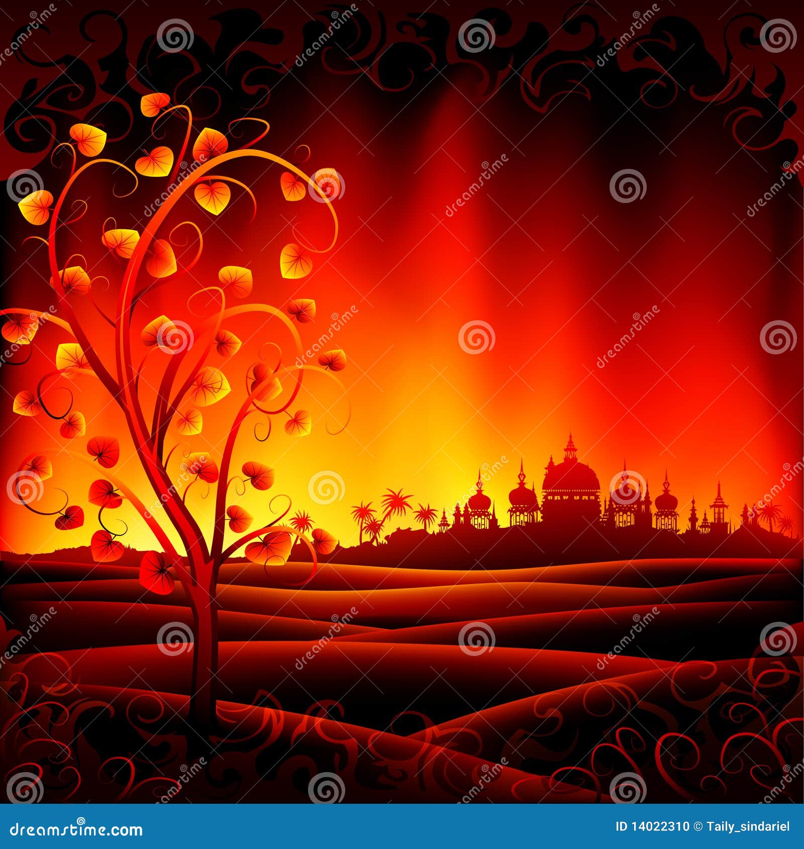 Fantastic Burning Hell Scenery Stock Vector - Illustration of fantasy ...