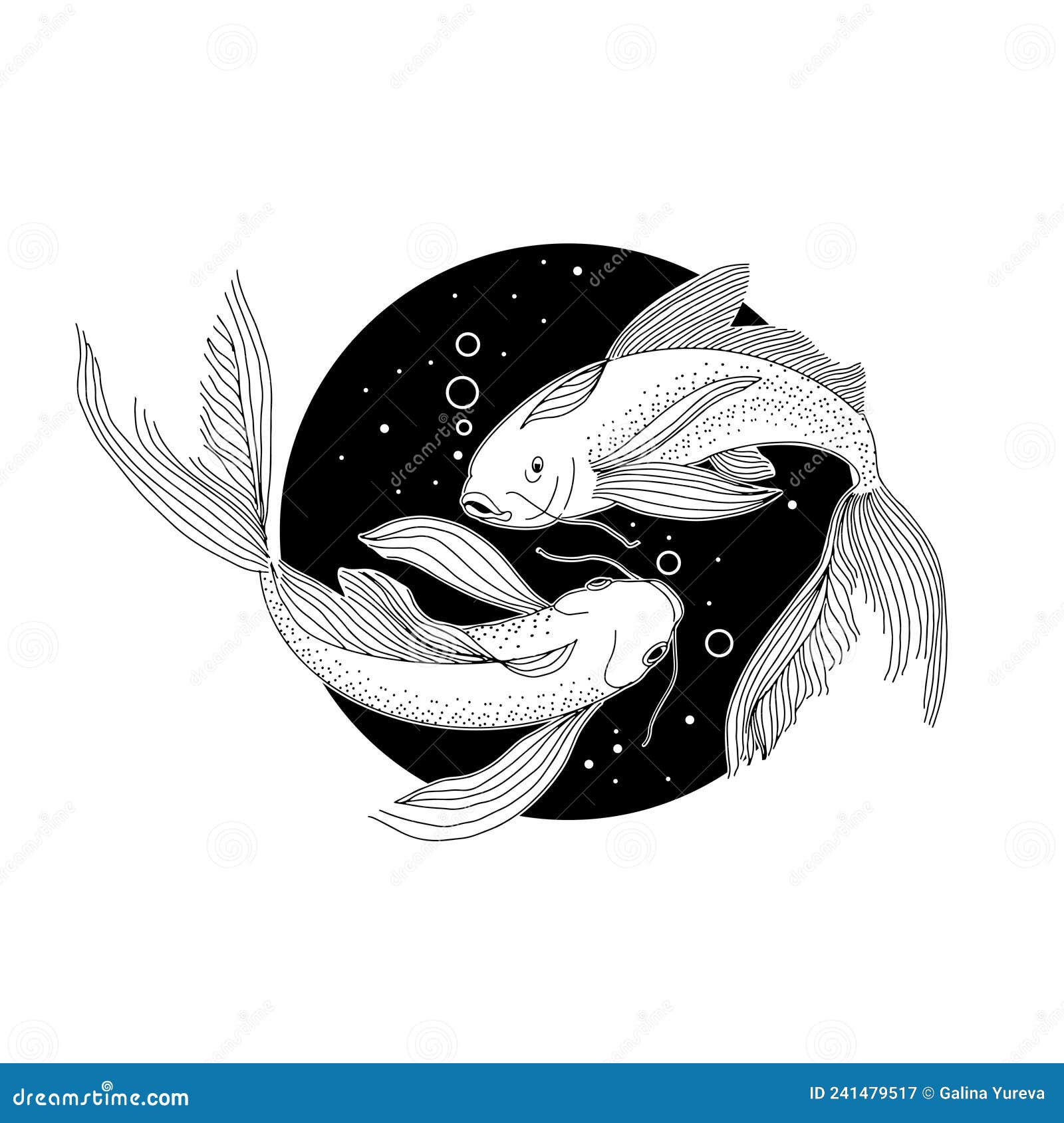 Cosmic Fish in the Circle of the Night Sky Stock Vector - Illustration ...