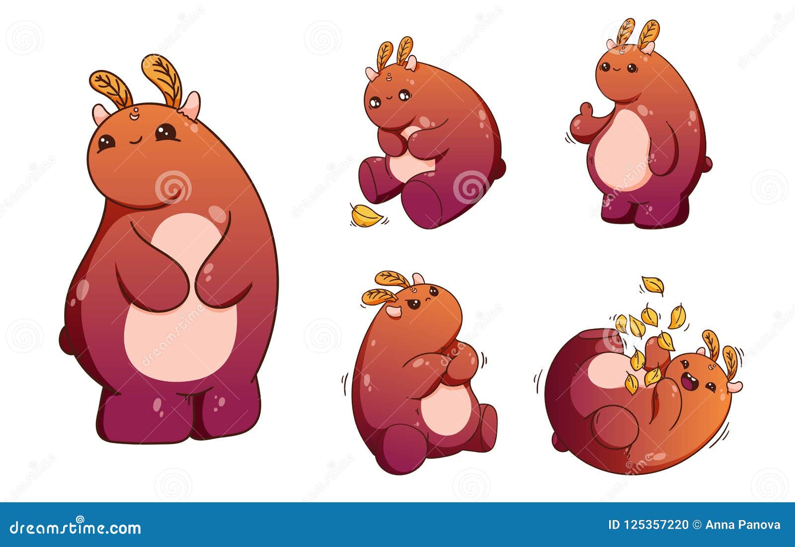 A Fantastic Character Forest Spirit in Different Poses. Character for ...