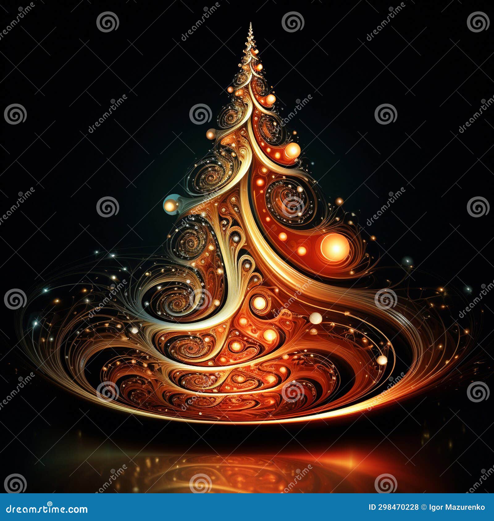 Fantastic Christmas Tree on a Dark Background. Stock Illustration ...