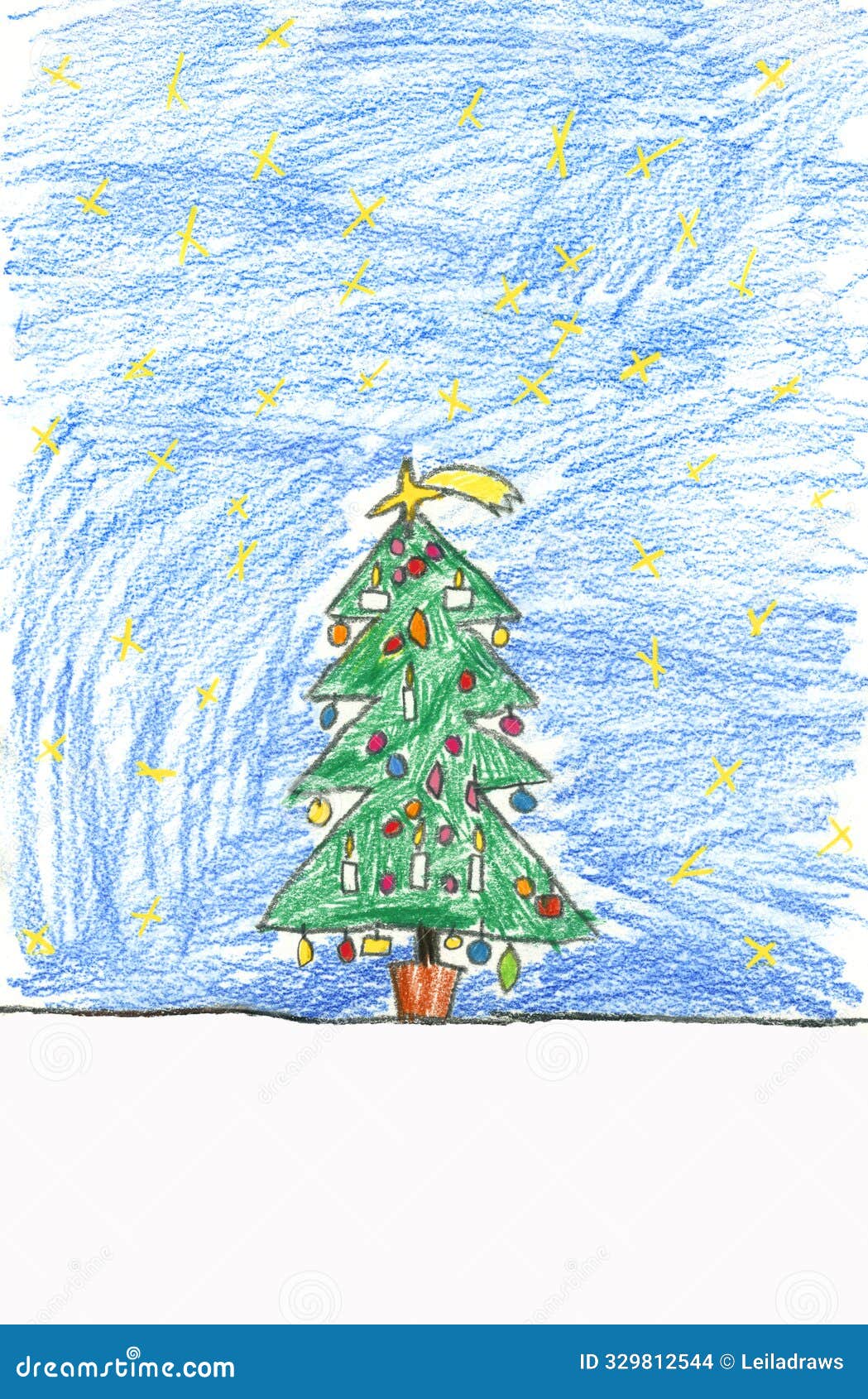 Christmas Drawing in Childish Style. Fantastic Christmas Tree. Stock ...