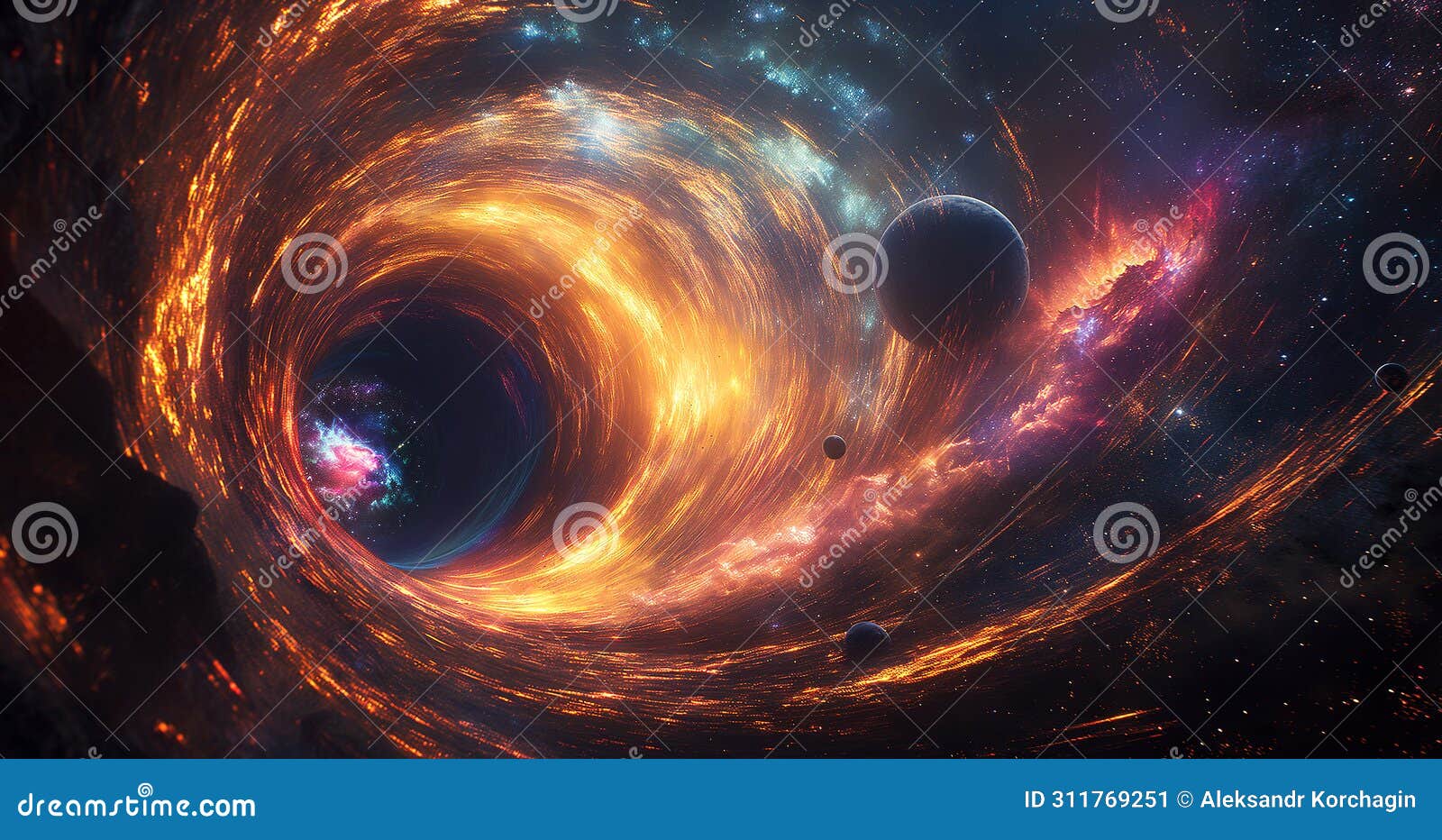 Fantastic Colorful Black Hole, Supernova and Wormhole with Planets in ...