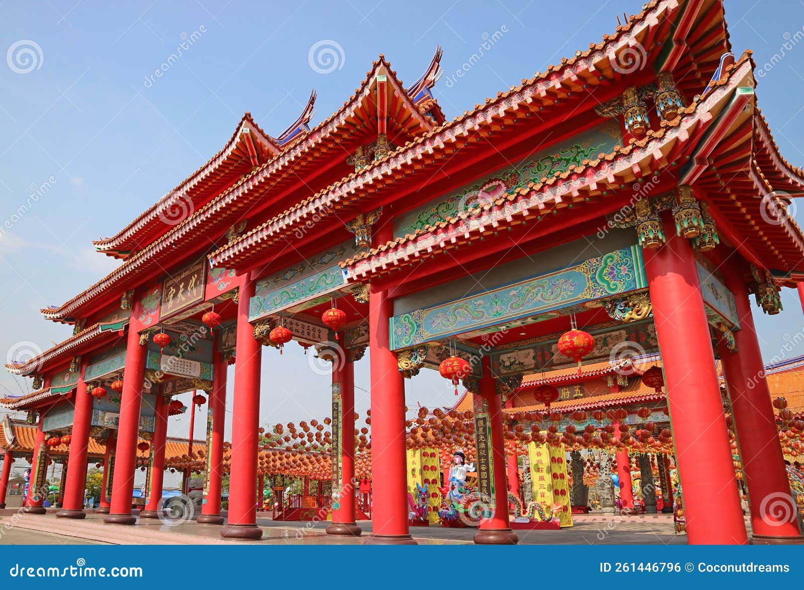 Colorful Gate of a Chinese Buddhist Temple Stock Photo - Image of holy ...