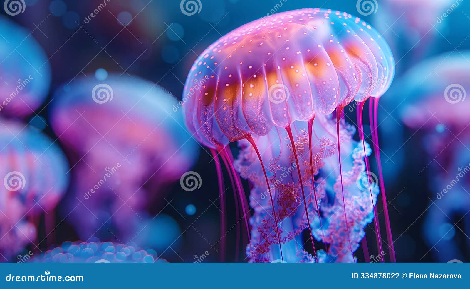Colorful Jellyfish Illustration On A Watery Background. Royalty-Free ...