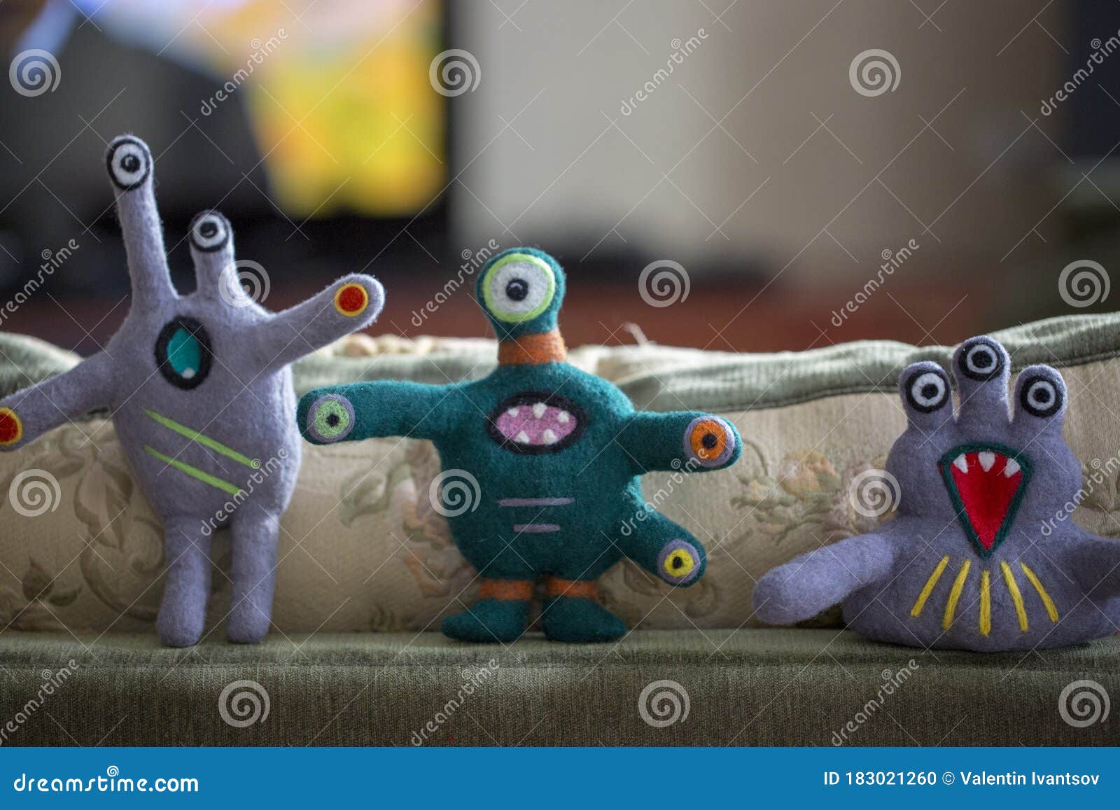 Fantastic Creature Soft Toy Made of Natural Wool in the Room Interior ...