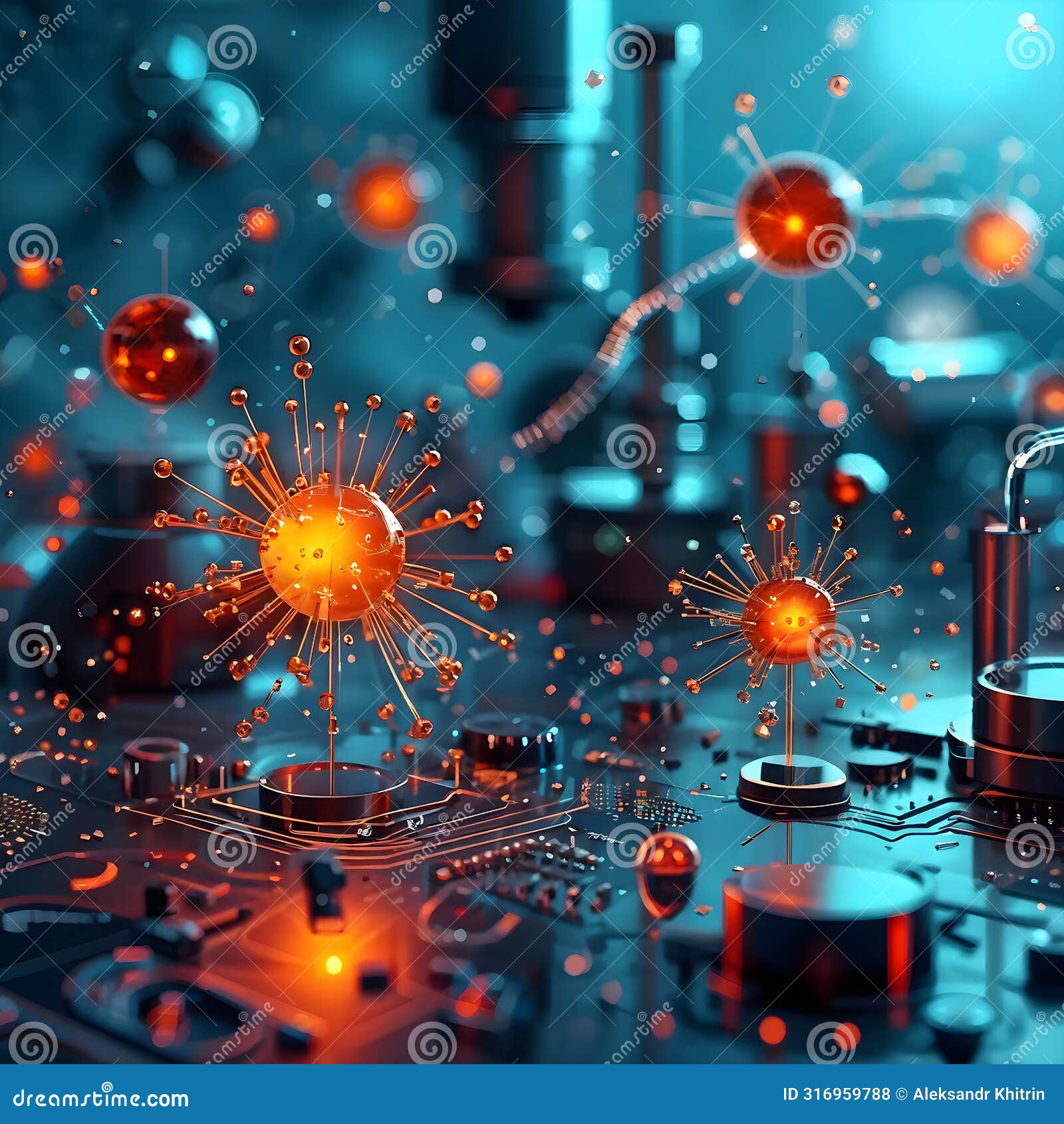 A Fantastic 3D Illustration Depicting a Diagram of a High-tech Process ...