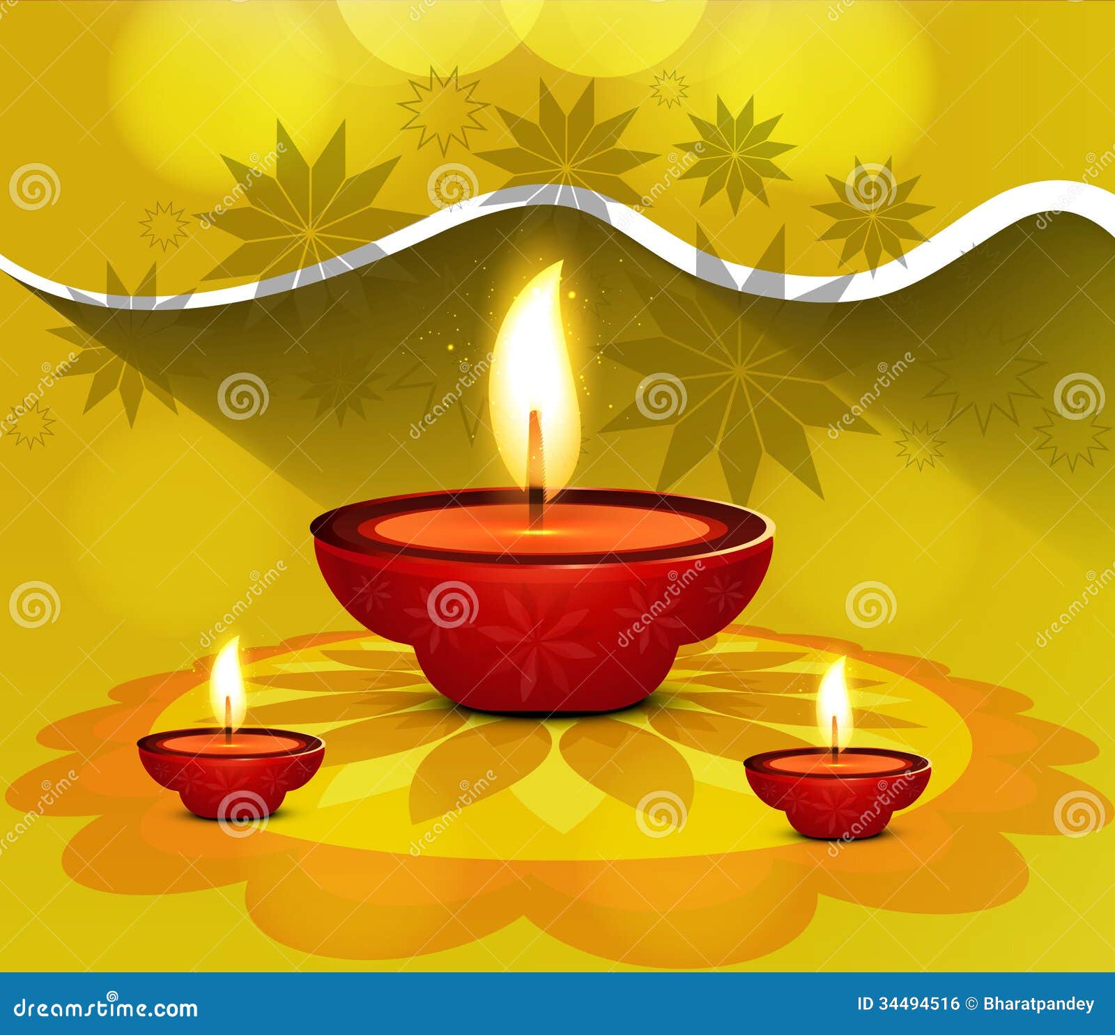Fantastic Diwali Card Rangoli Design Stock Illustration - Illustration ...