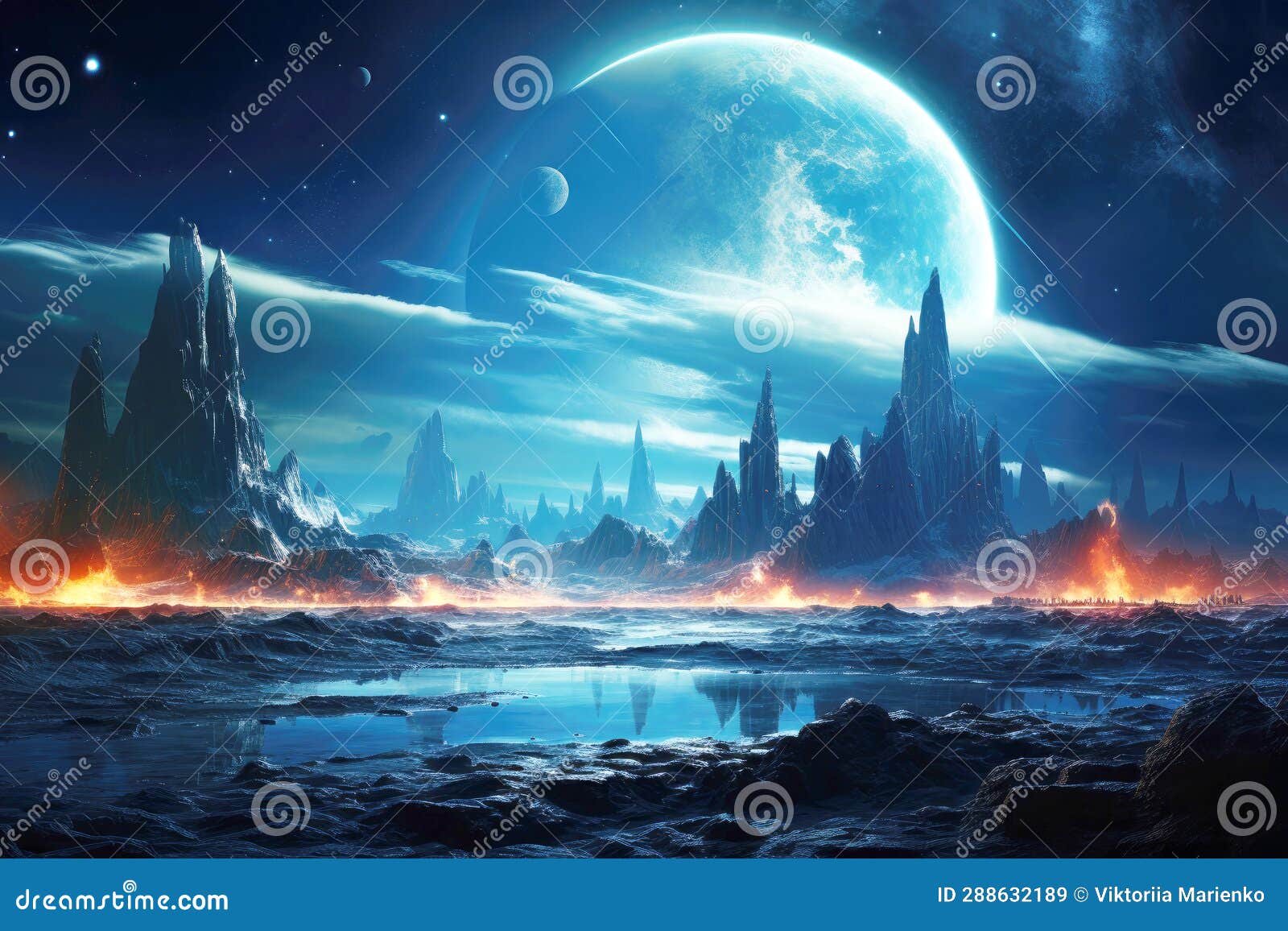 Fantastic Extraterrestrial Horizon: Surreal View of Alien Planet Stock ...