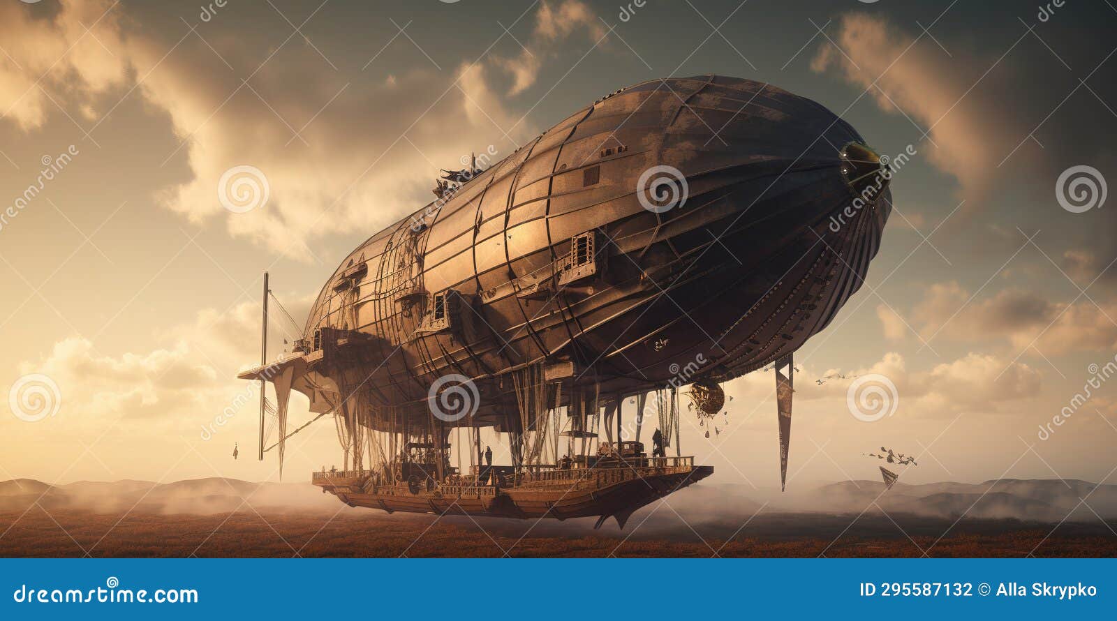 Fantastic Fantasy World Airship is Flying Stock Photo - Image of ...