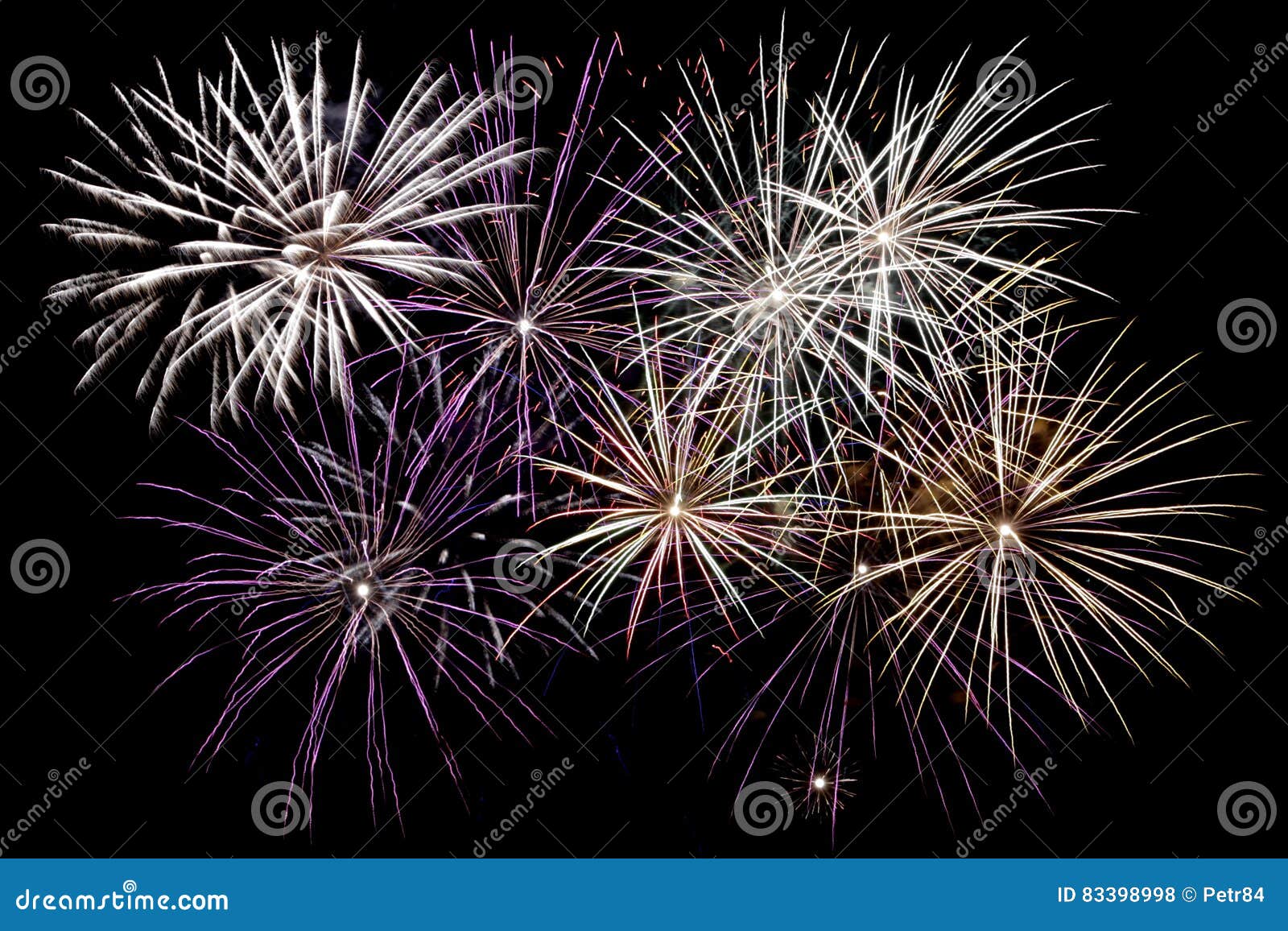 Fantastic Fireworks Above Skyline of the City Stock Photo - Image of ...