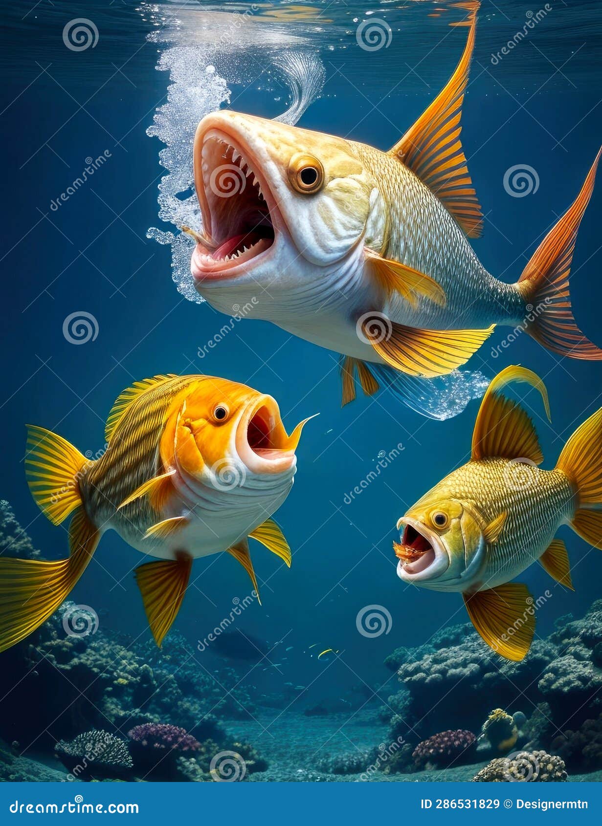 Fantastic Fish Swimming in the Ocean Stock Illustration - Illustration ...