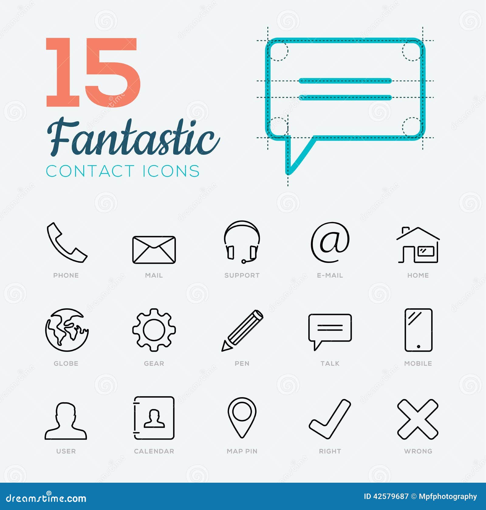 Fantastic Flat Thin Line Vector Contact & Communic Stock Vector ...