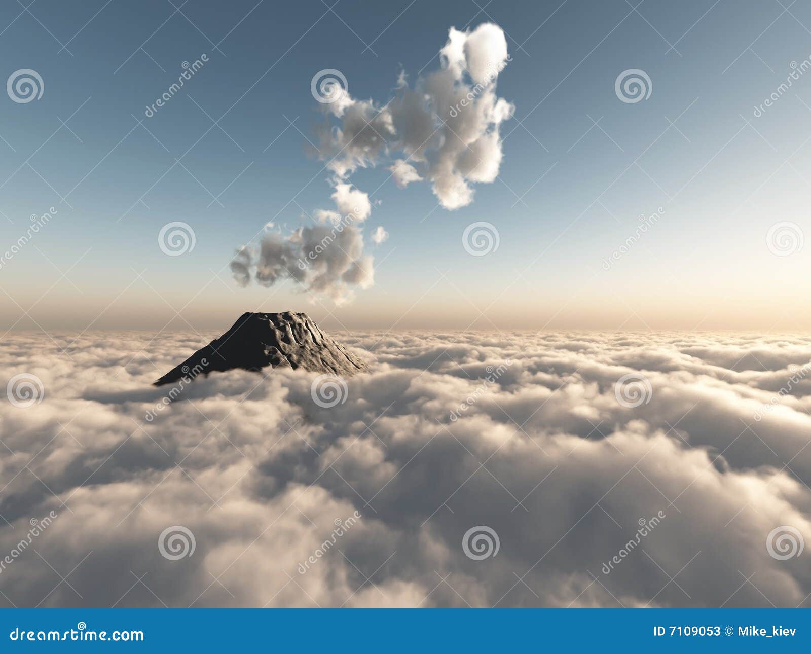 Fantastic Flight Above Clouds Stock Illustration - Illustration of ...