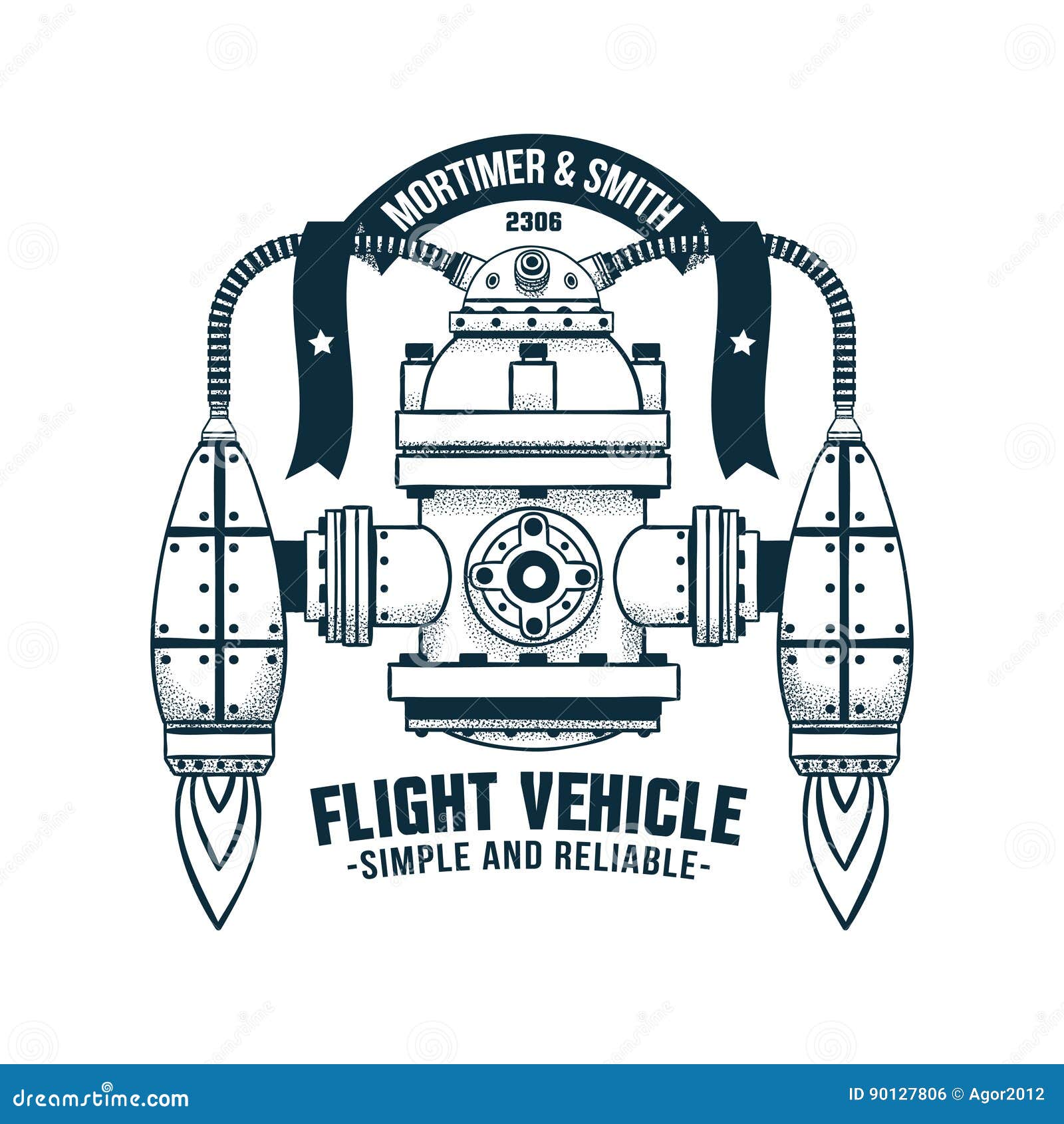 Fantastic flying machine stock vector. Illustration of drawing - 90127806