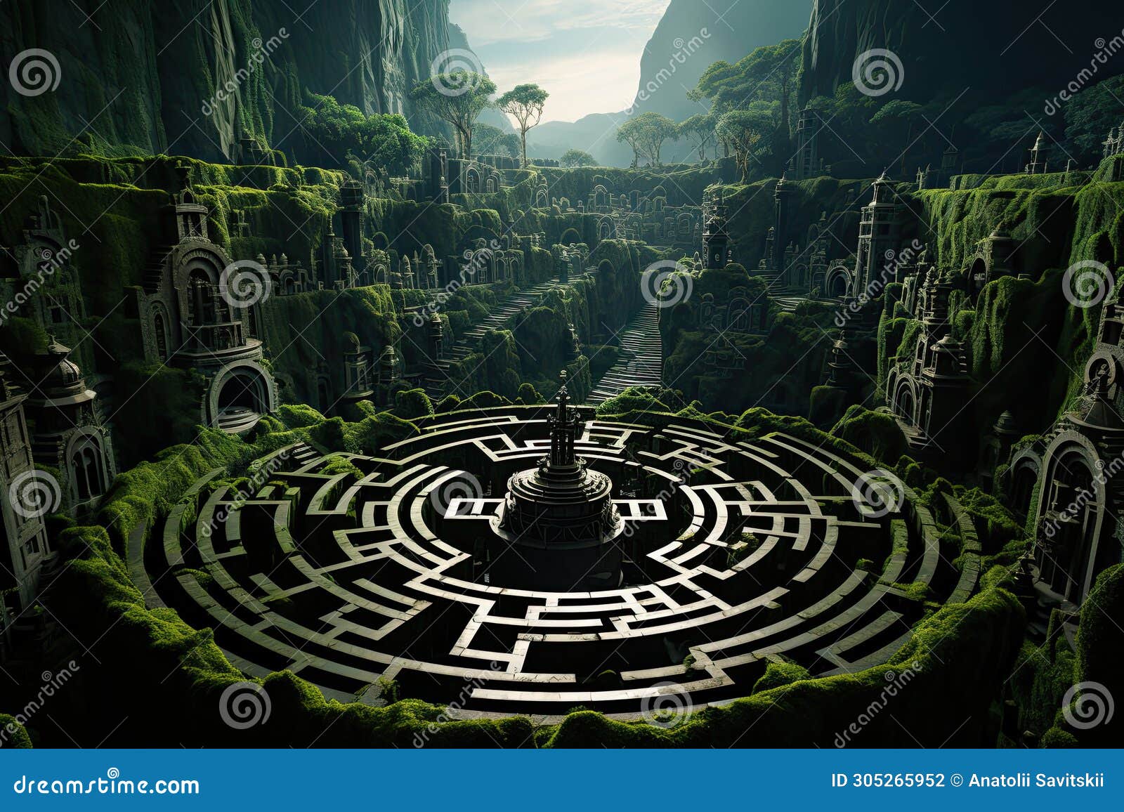 Fantastic Forest with a Huge Green Labyrinth Inside. Green Maze in ...