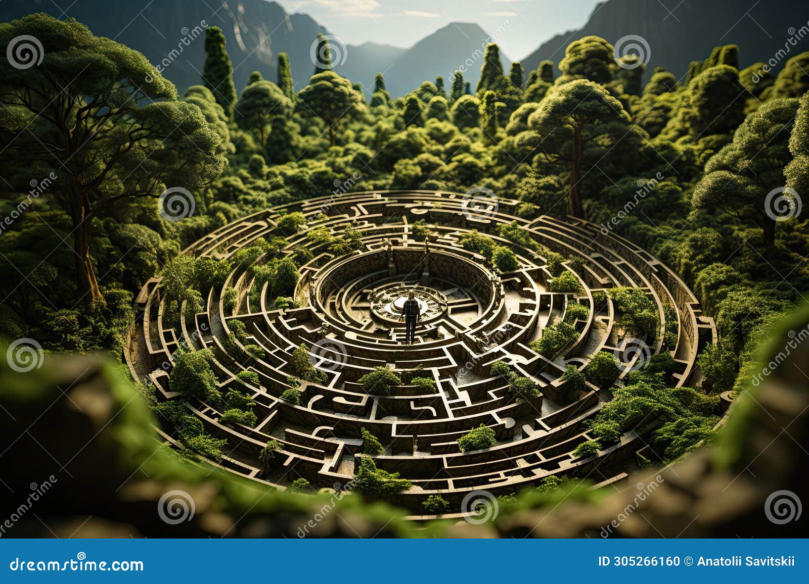 Fantastic Forest with a Huge Green Labyrinth Inside. Green Maze in ...
