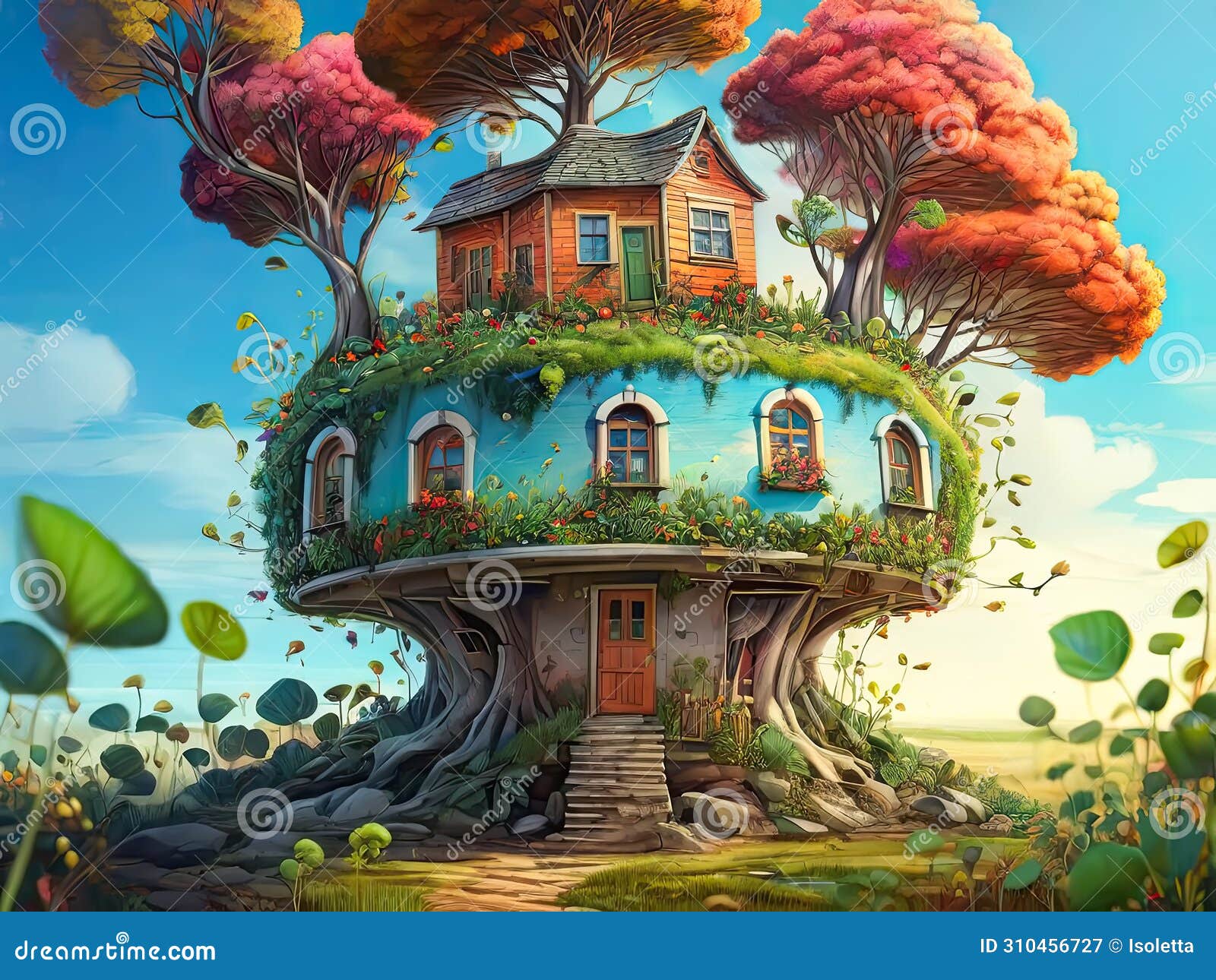 Fantastic Futuristic House Illustration Stock Image - Image of drawing ...