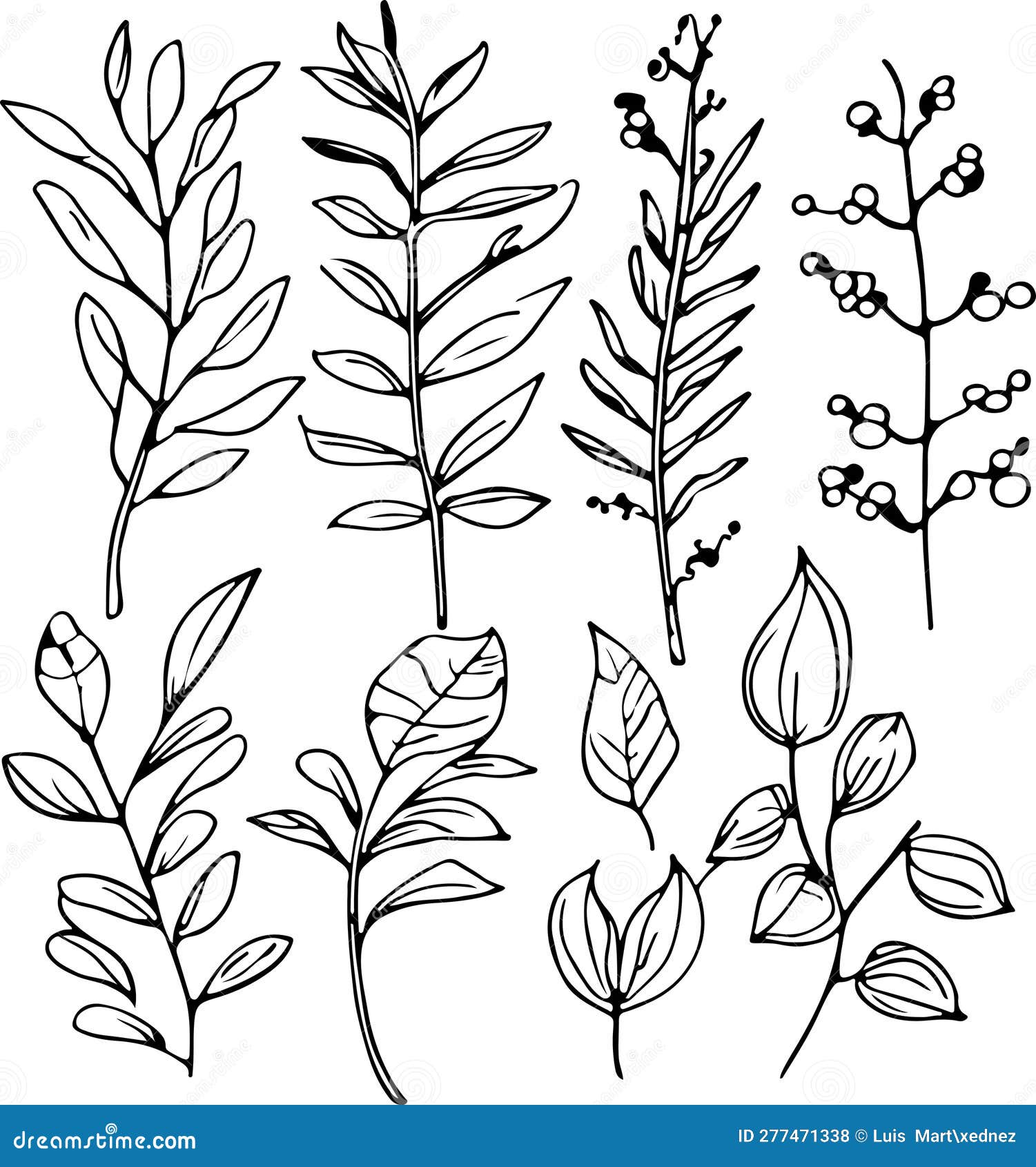 Fantastic Hand Drawn Line Forest Flora Vector Stock Vector ...