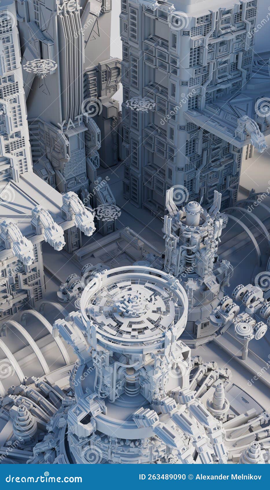 Fantastic High-tech City. 3d Render Stock Illustration - Illustration ...