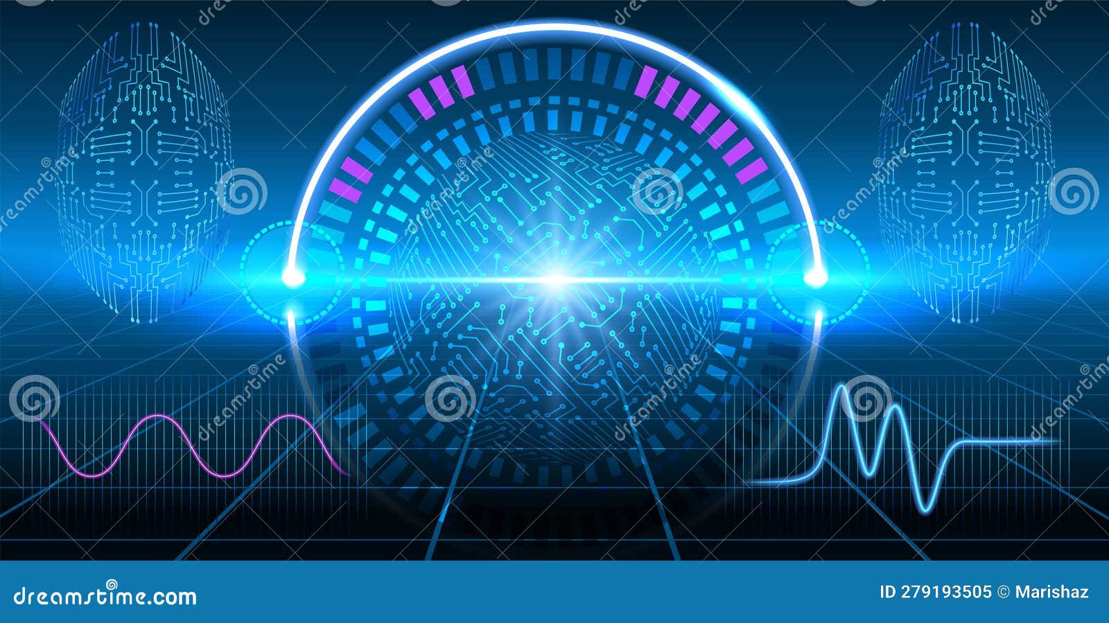 Fantastic HUD Display with Infographics, Electronic Circuit, Graphs and ...