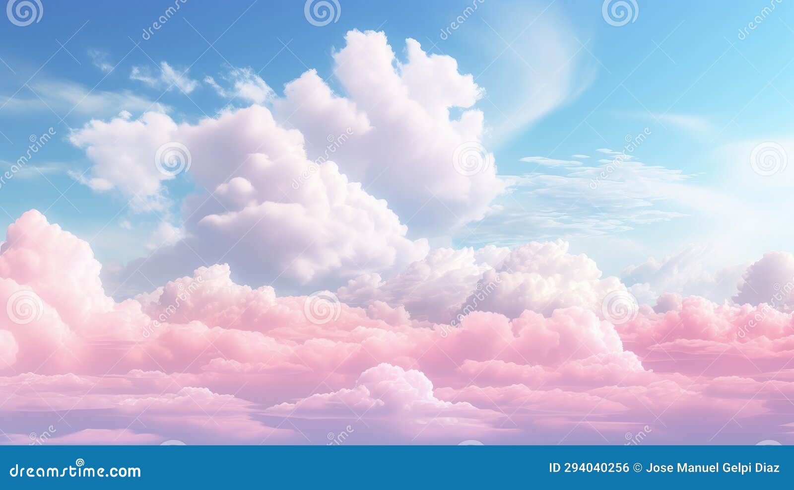 Fantastic Illustration of an Image with Pink Clouds in a Blue Sky ...
