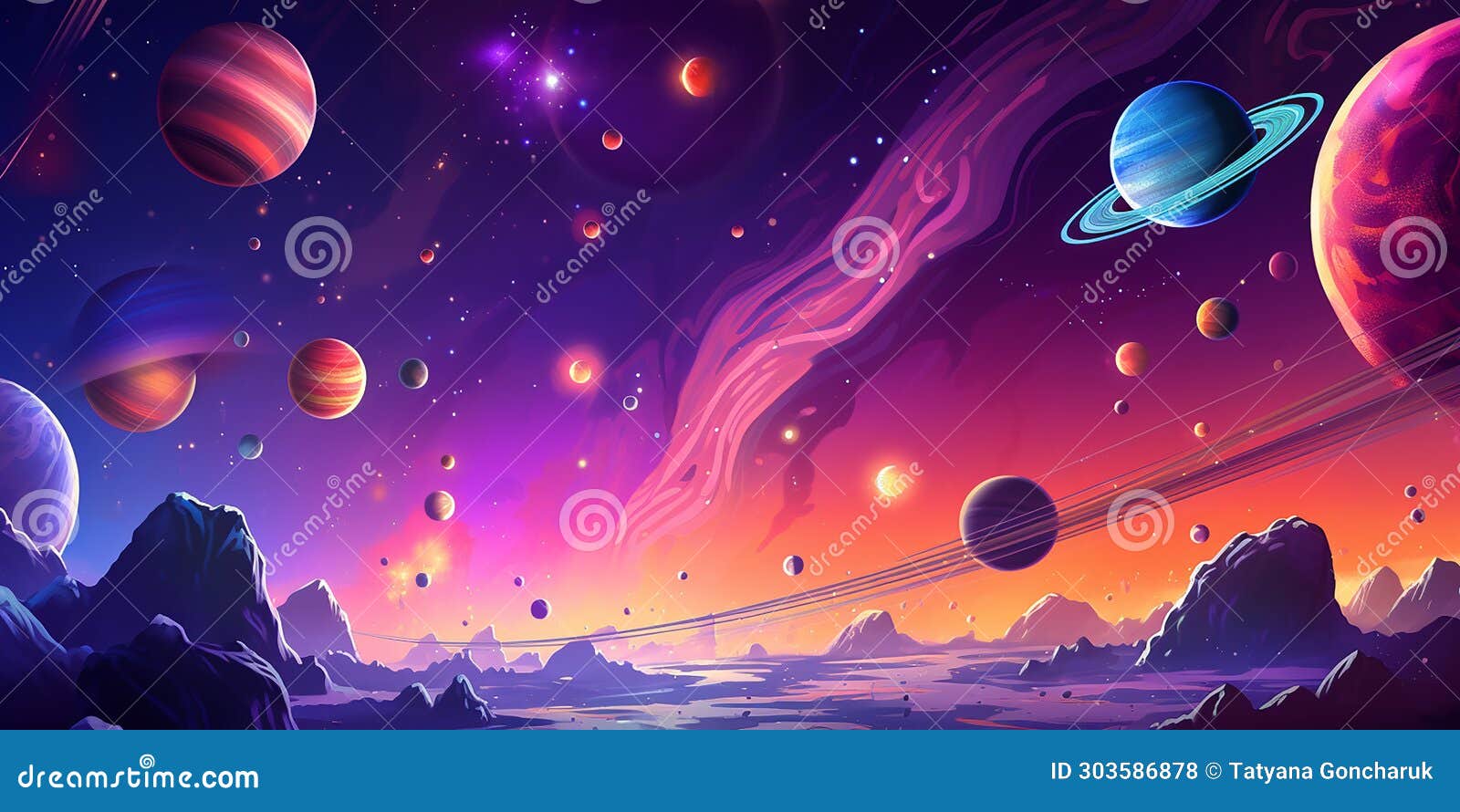 Fantastic Illustration with the Surface of Another Planet Stock ...