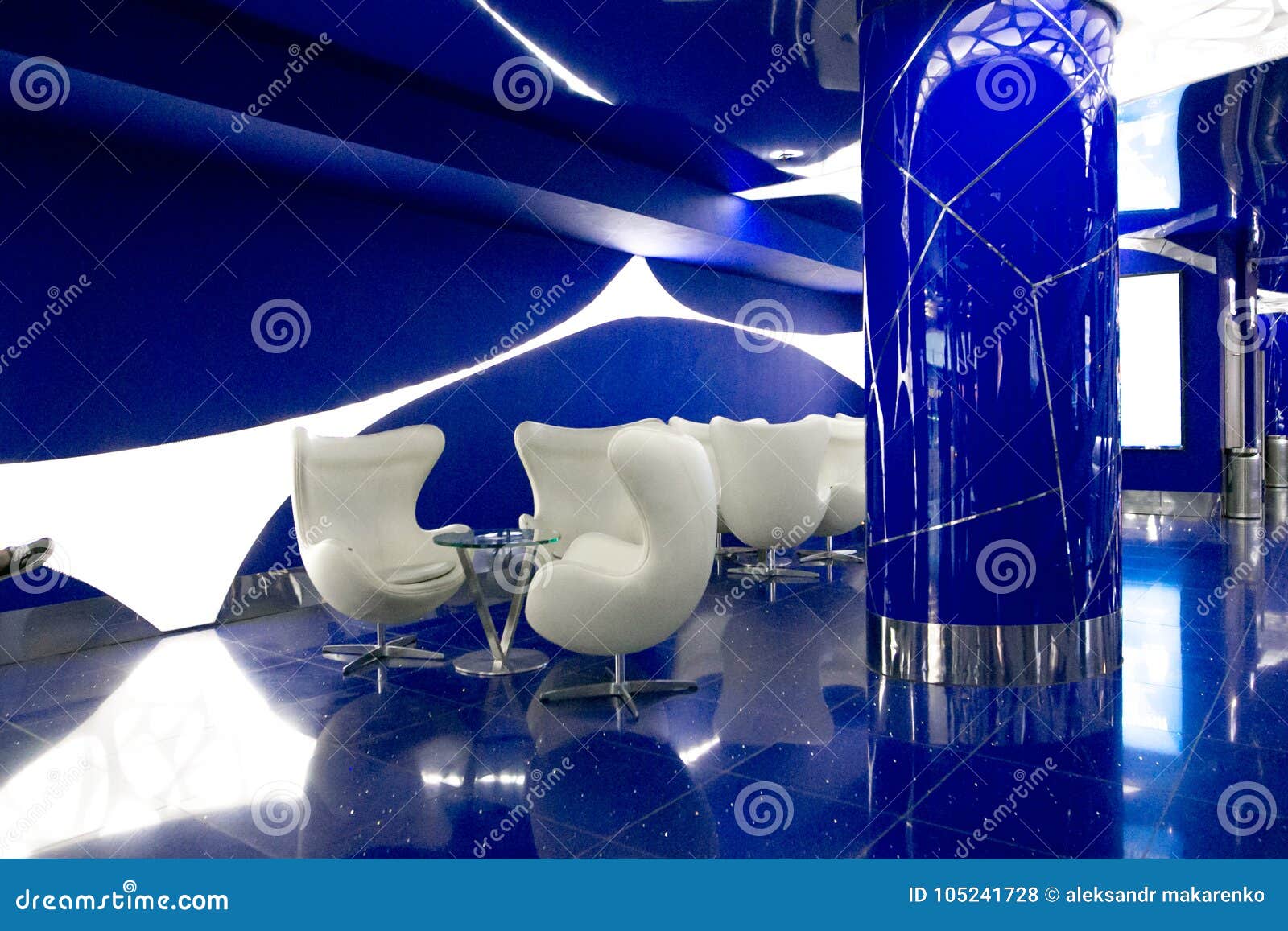 A Fantastic Interior of the Future in Gray Blue Colors. Stock Photo ...