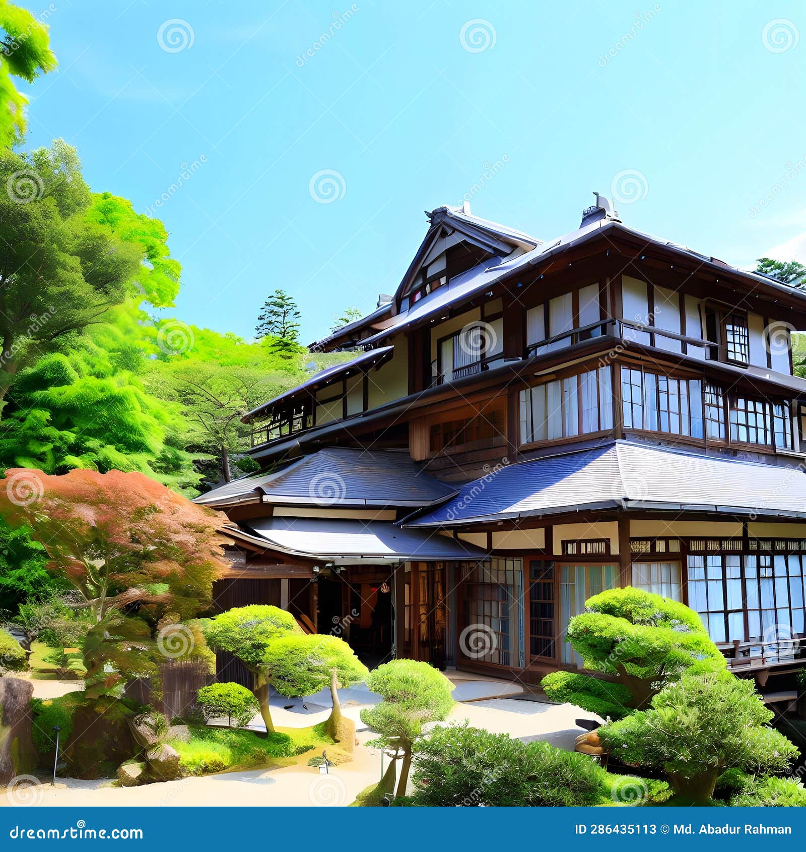Fantastic Japanese Style Building Exterior with Natural Environment Ai ...