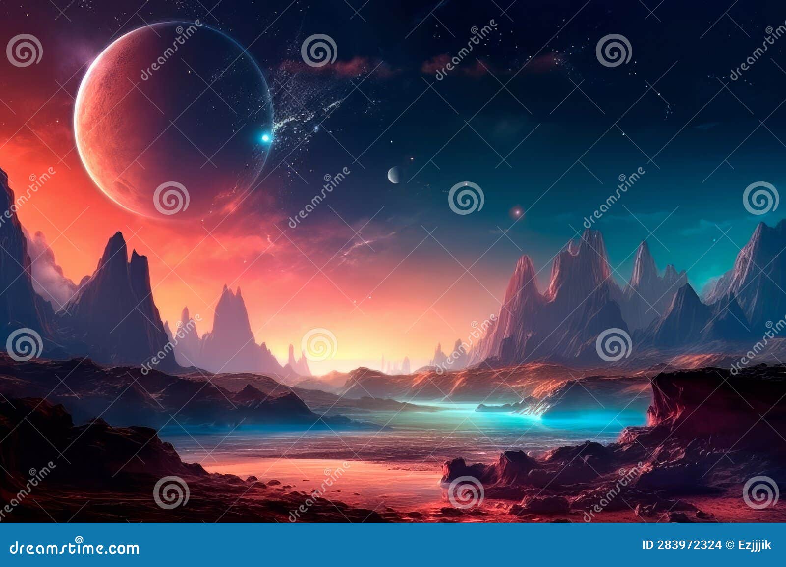 Fantastic Landscape of an Alien Planet with Rocks. Alien Planet Surface ...
