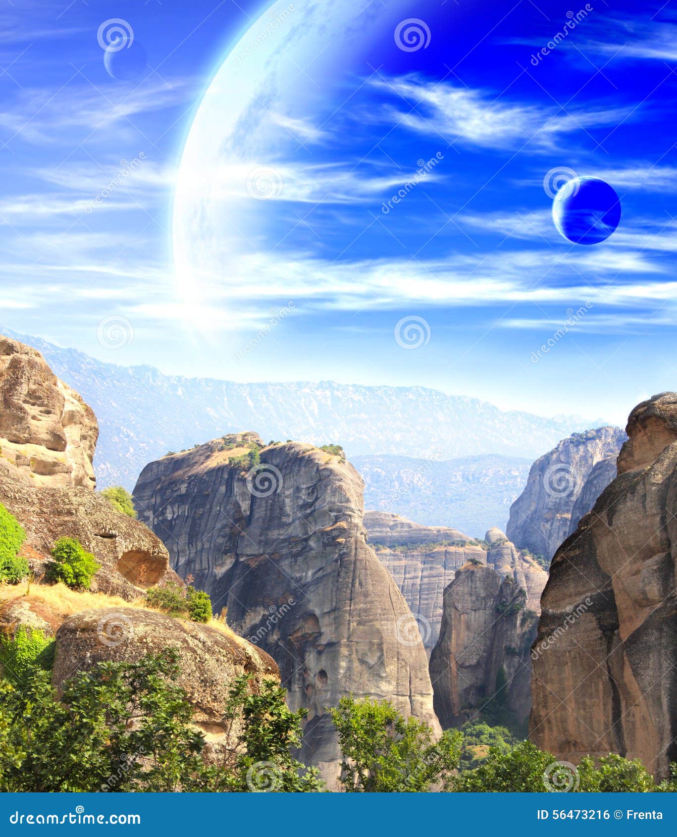 Fantastic Landscape with Planet Stock Photo - Image of scenic, planet ...