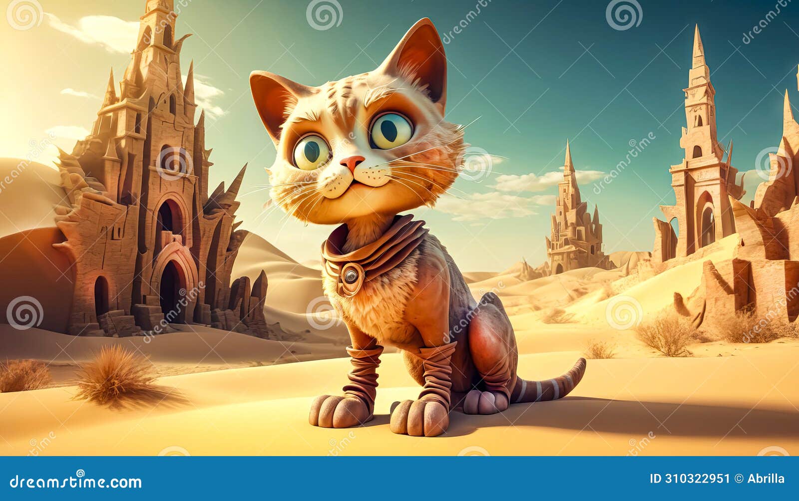 Fantastic Lonely Desert Sand Cat Stock Image - Image of fantasy ...