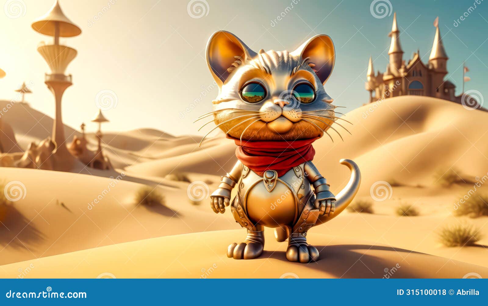 Fantastic Lonely Desert Sand Cat Stock Photo - Image of gold, small ...
