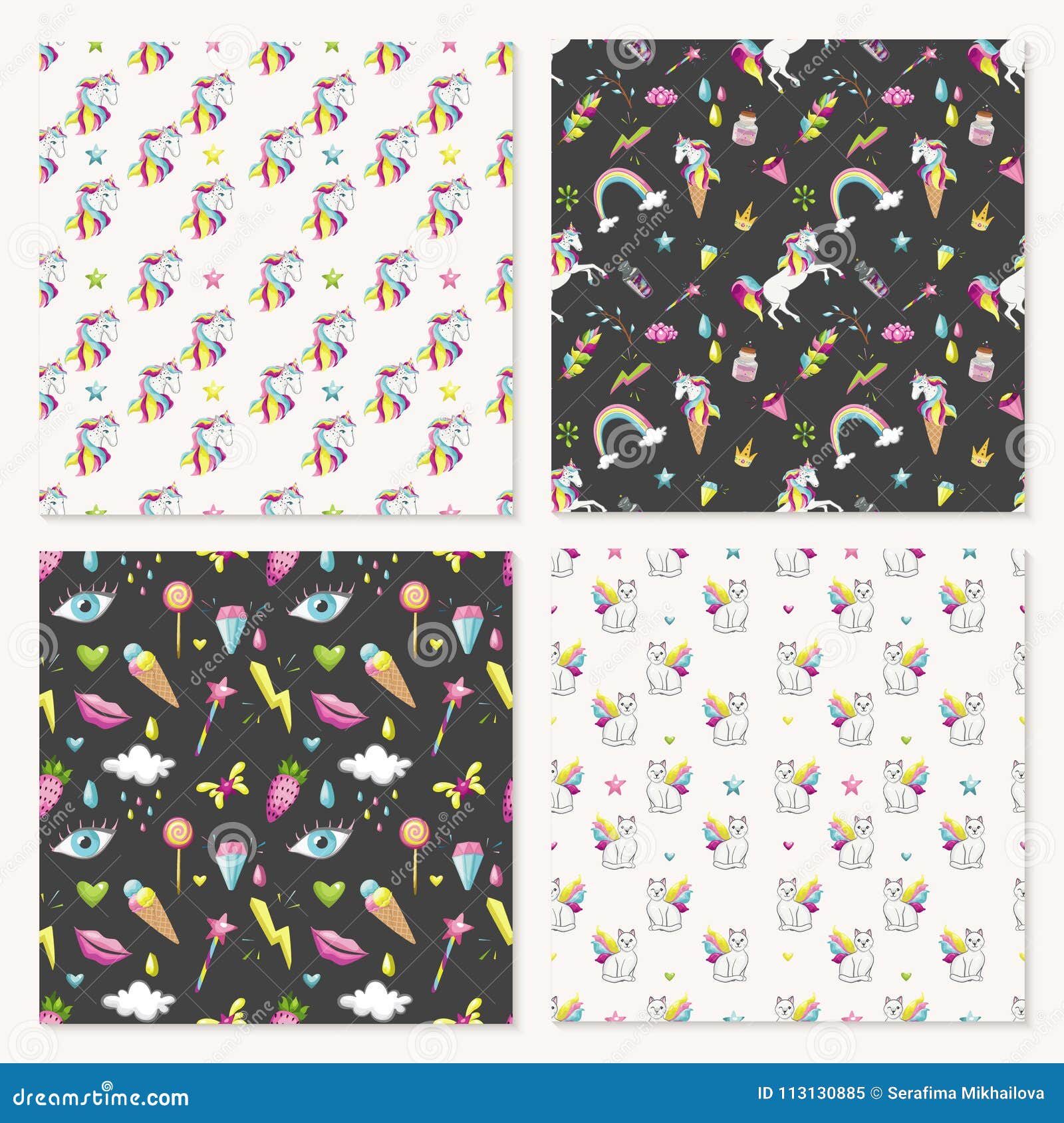 Fantastic Magic Patterns Collection. Stock Vector - Illustration of ...