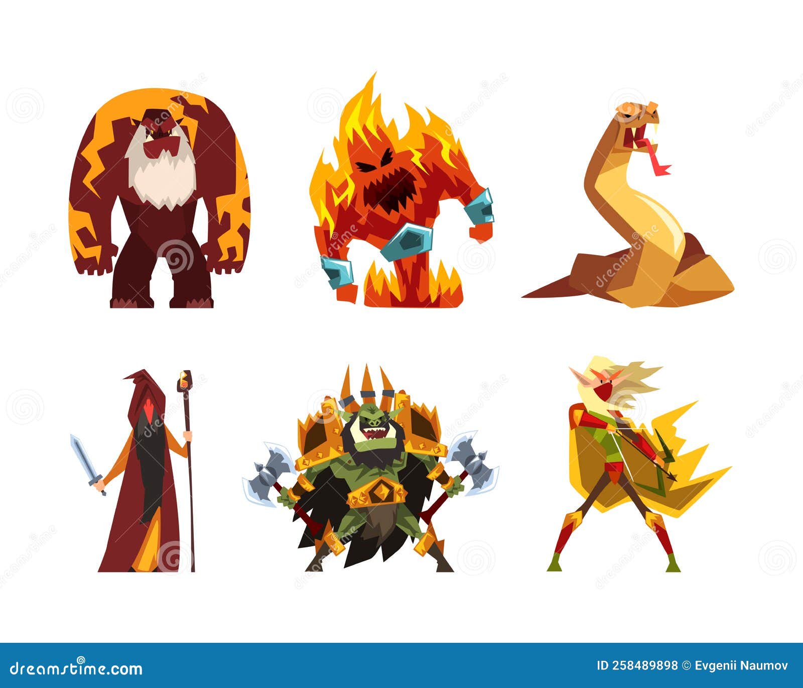 Fantastic Magical Creature Character and Monster with Wizard, Burning ...
