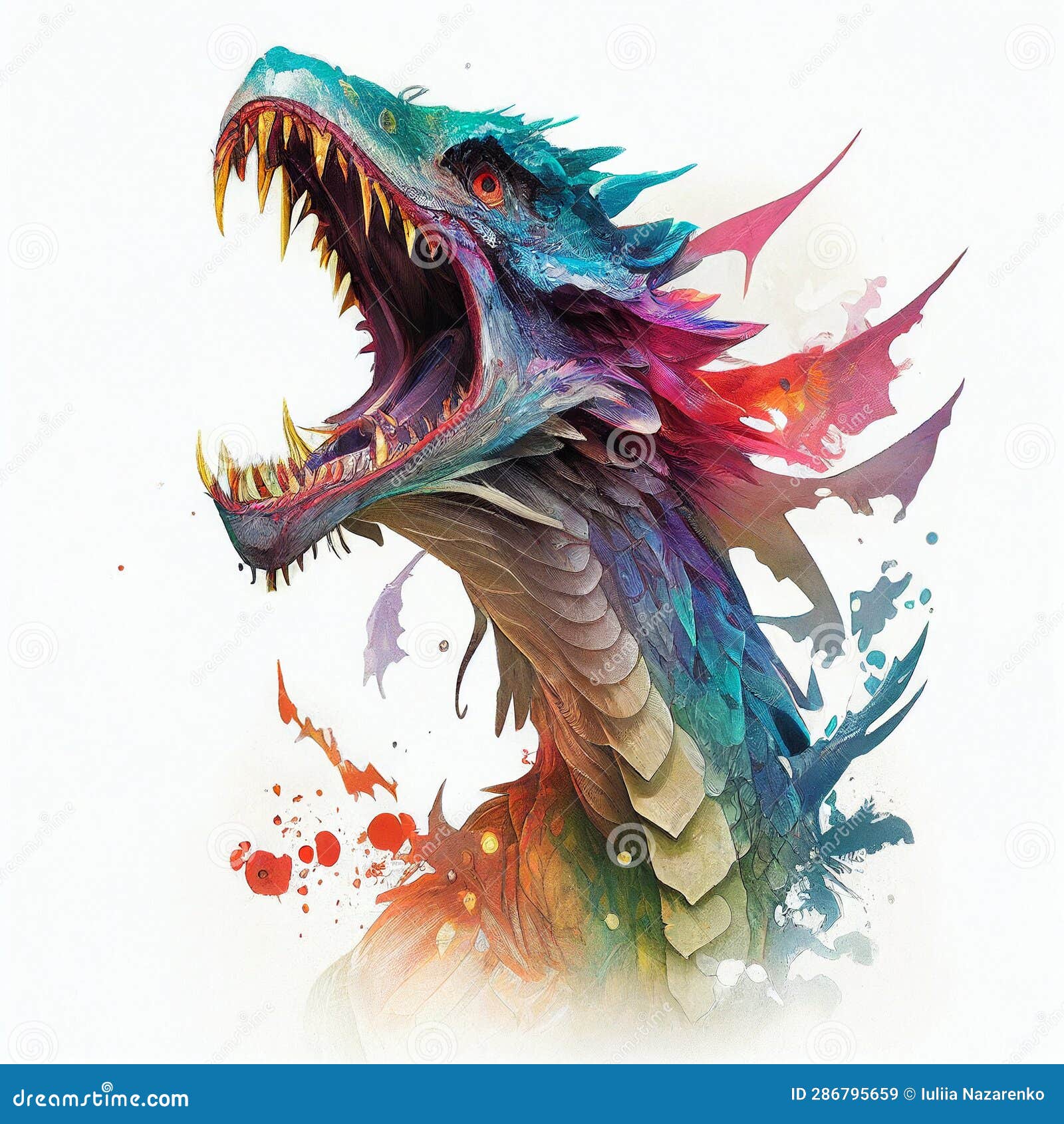 Fantastic Multi-colored Dragon on a White Background. AI Generated ...